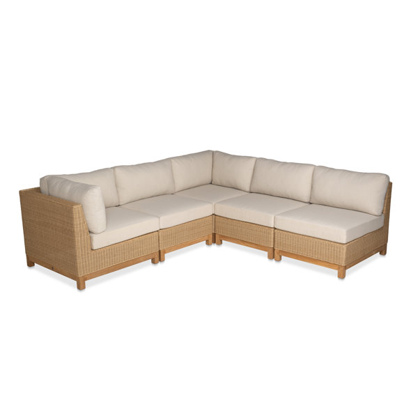 CO9 Design Savannah 5 Seat L-shape Sectional, Natural W/ Wheat Cushions ...