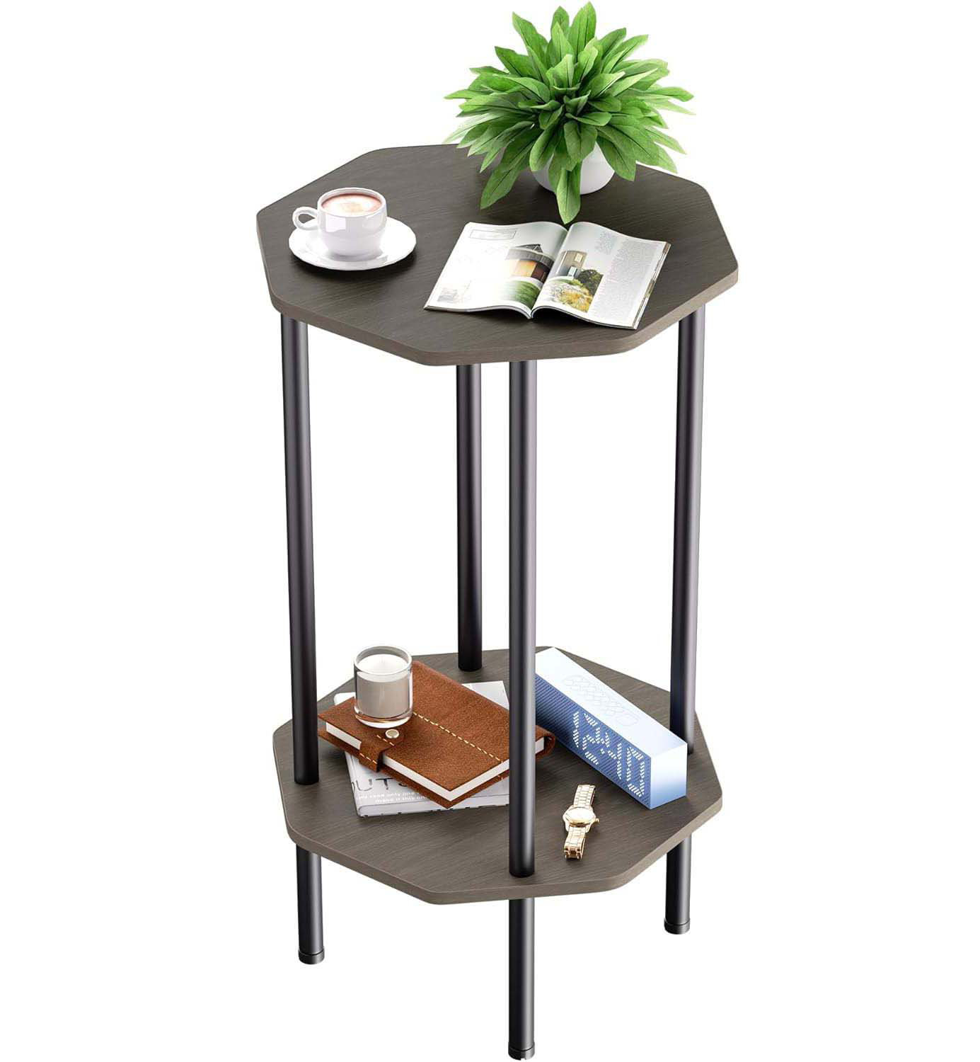 Ebern Designs Side Table, Octagonal End Table For Small Spaces ...