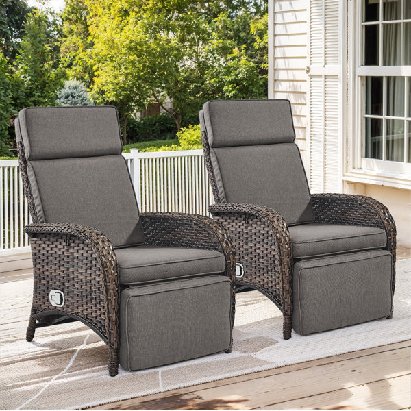Lark Manor Caeden Outdoor All-Weather Pe Wicker Adjustable Reclining ...