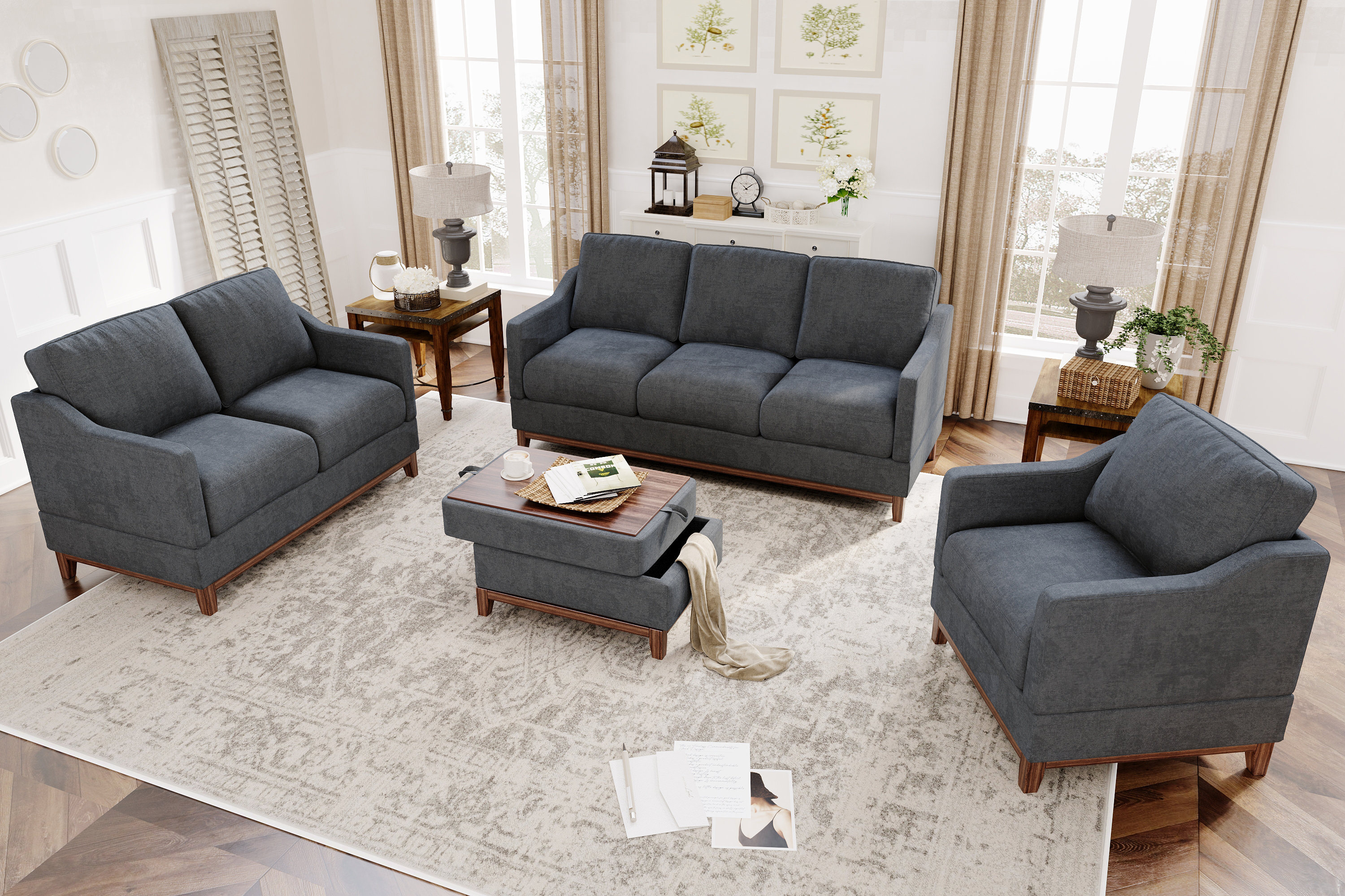 Winston Porter Modern Storage Ottoman , Multi-Functional Footrest and ...