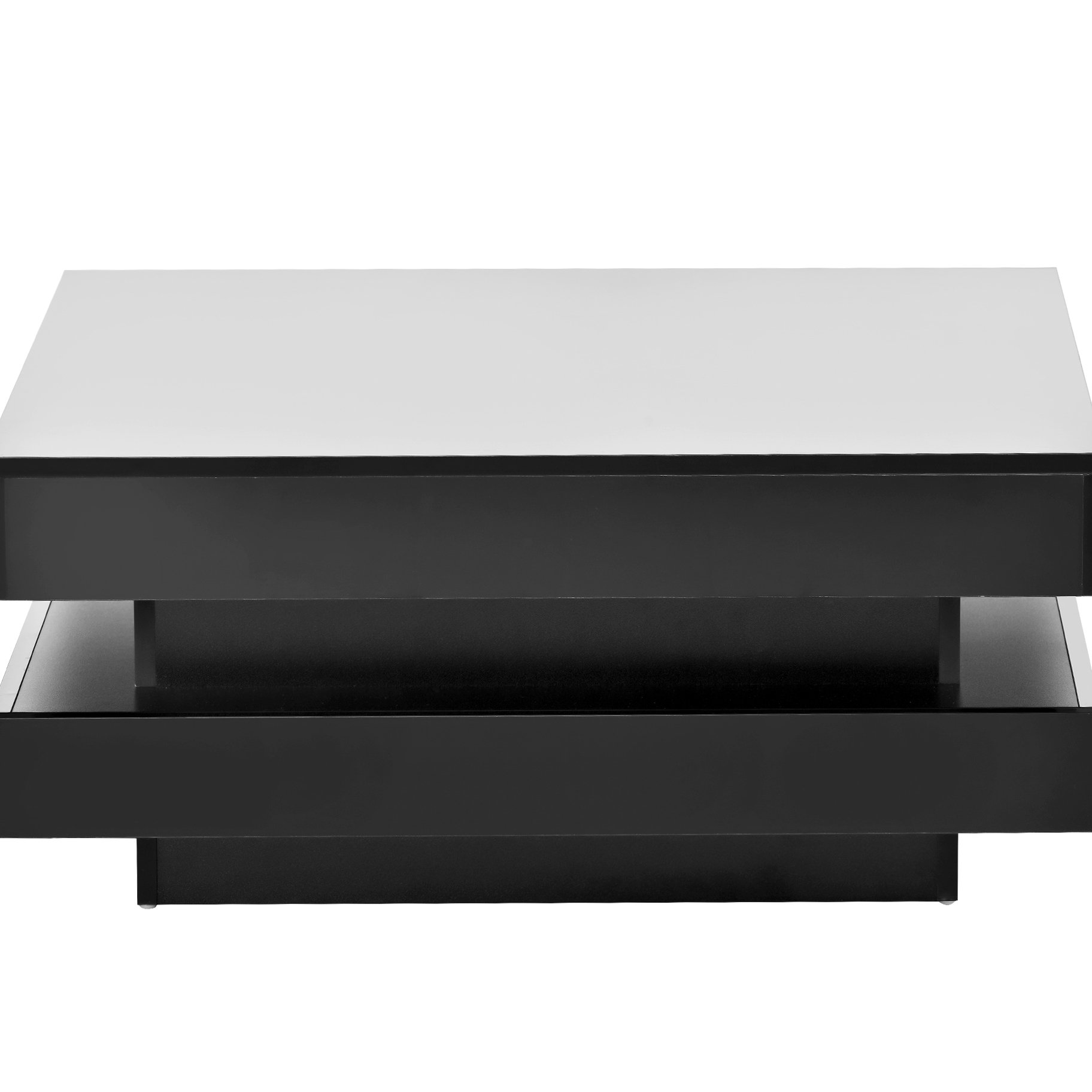 Ivy Bronx 2 Square Coffee Table With Led, High Gloss Black Finish, 31.5 ...