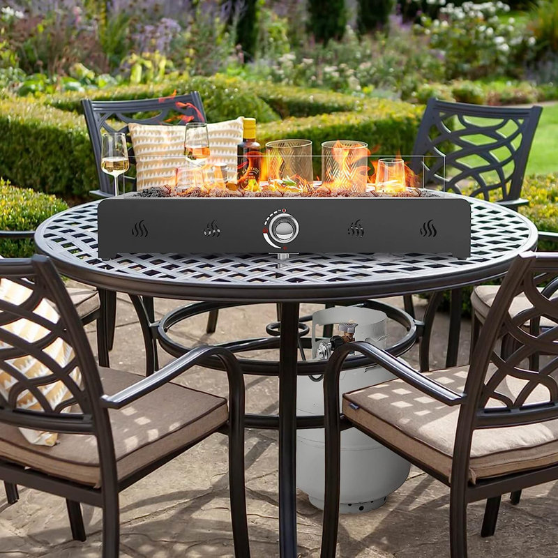 Hitechluxe 28'' Propane Fire Pit Table with Bottom Air Intake – Steel ...