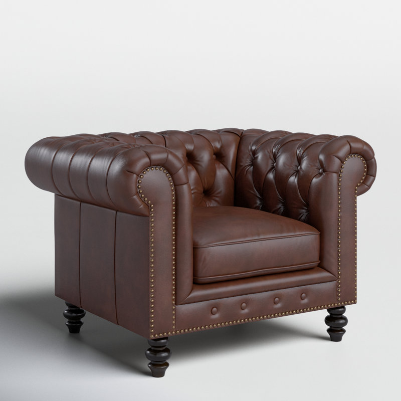 Birch Lane™ Ophelie Leather Chesterfield Chair & Reviews | Birch Lane