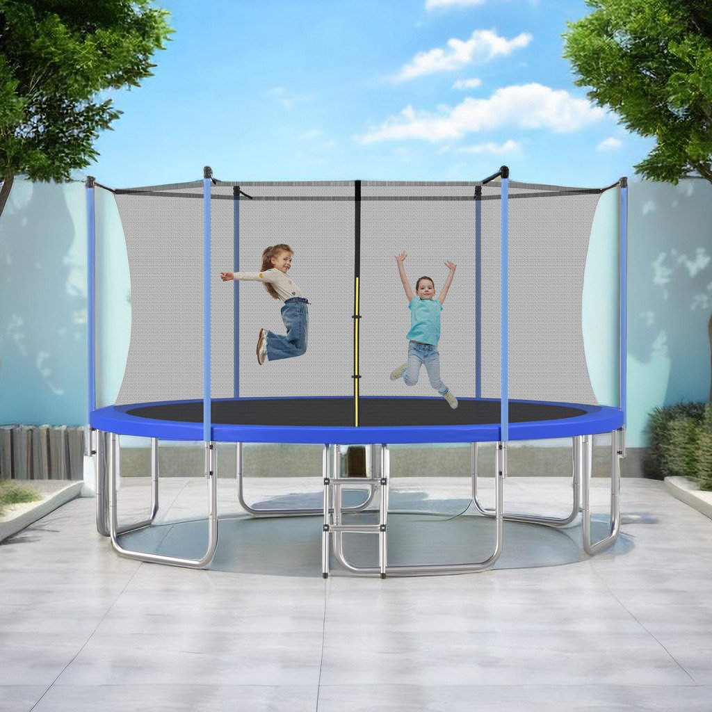 Virubi 14' Round Backyard Trampoline with Safety Enclosure & Reviews ...