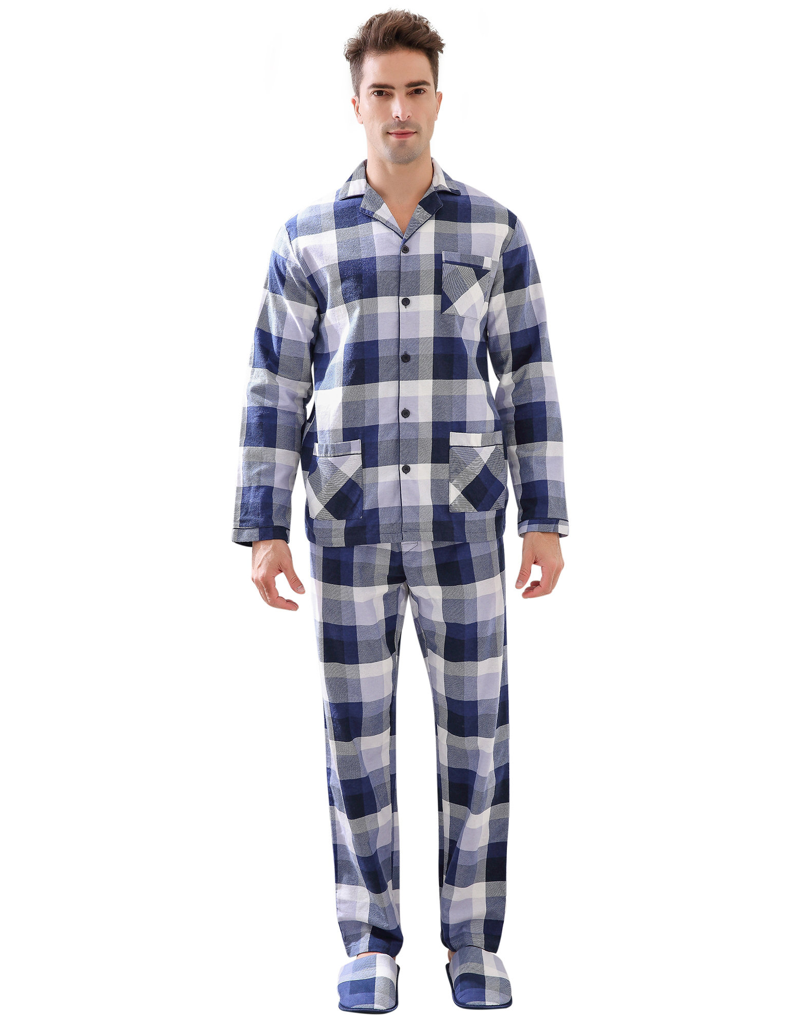 Gracie Oaks Men's Plaid Long Two Piece Pyjama Set Sleepwear-Loungewear ...