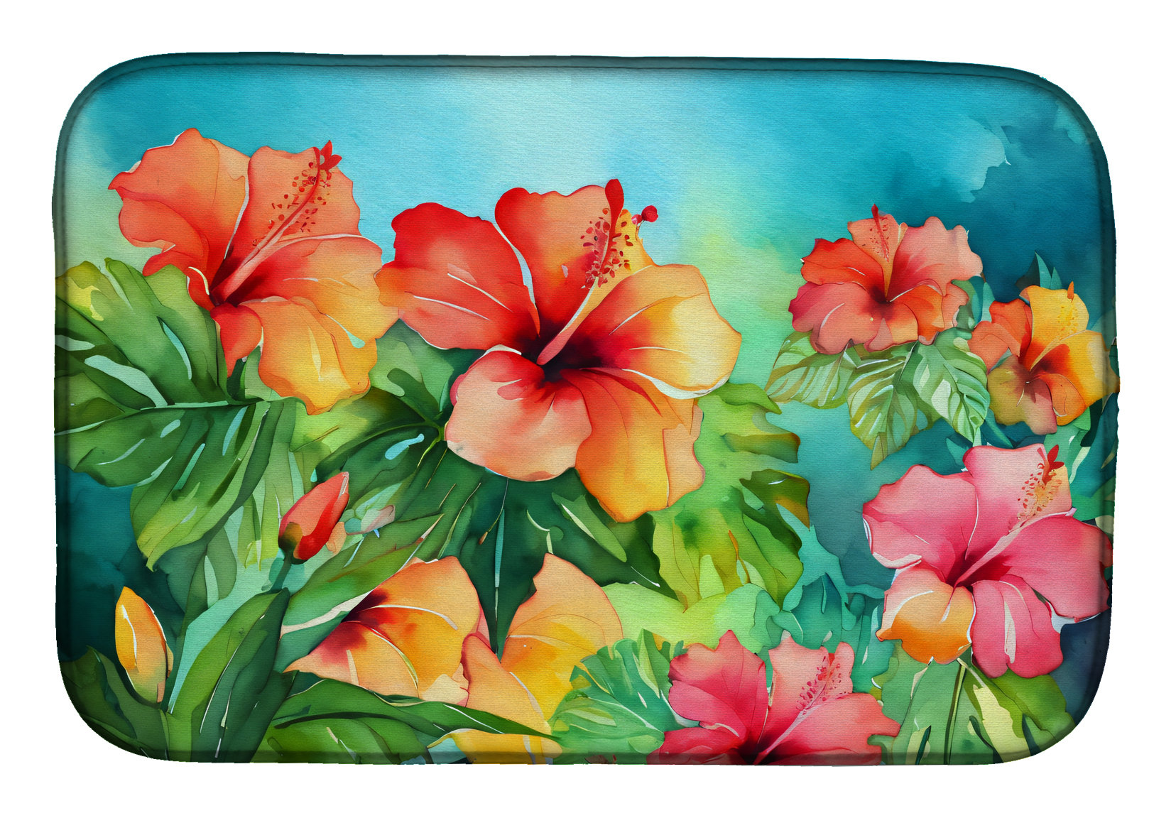 Caroline's Treasures Hawaii Hawaiian Hibiscus in Watercolor Dish Drying ...