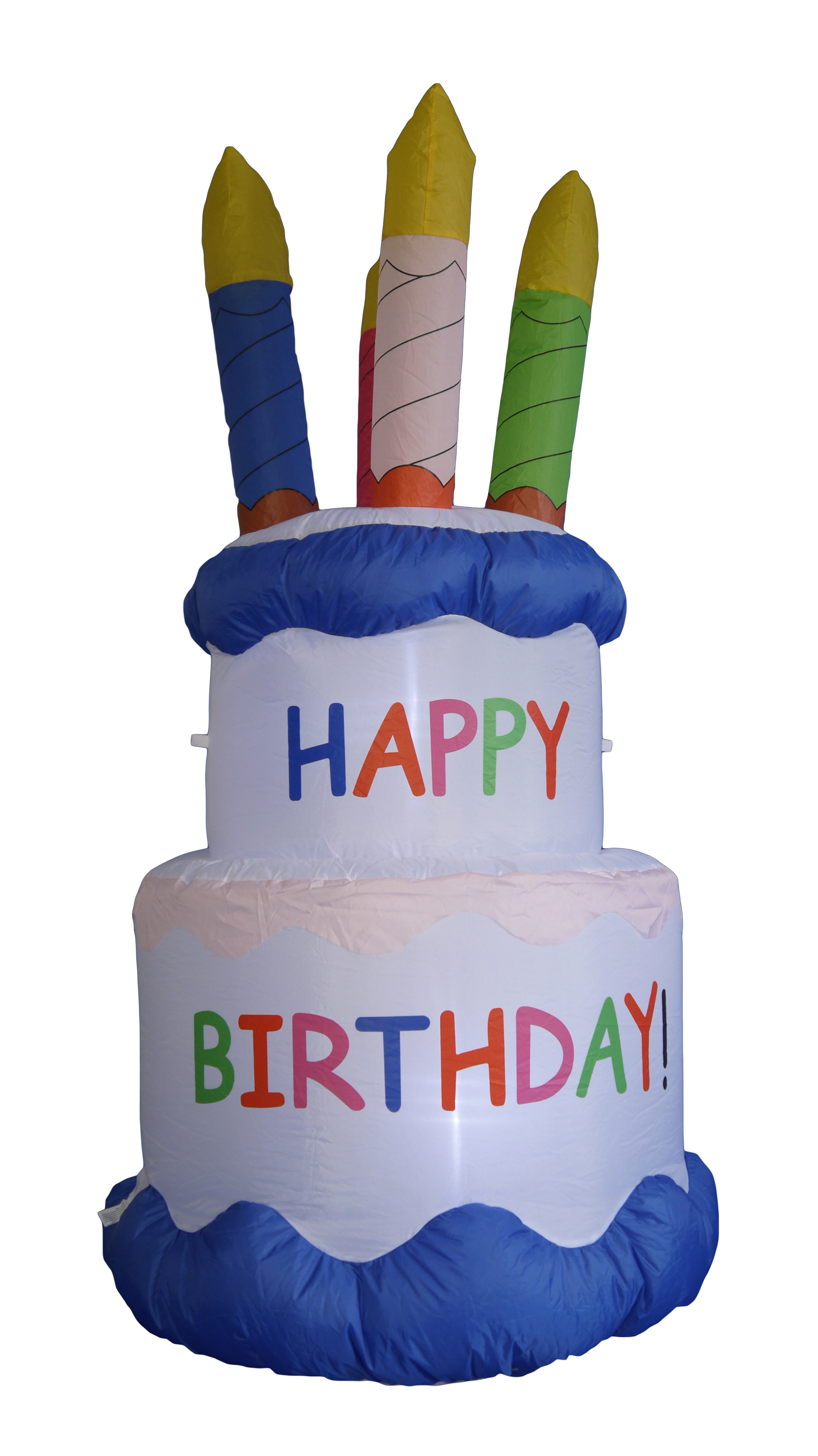 The Holiday Aisle® 6 Foot Tall Inflatable Happy Birthday Cake with Four ...