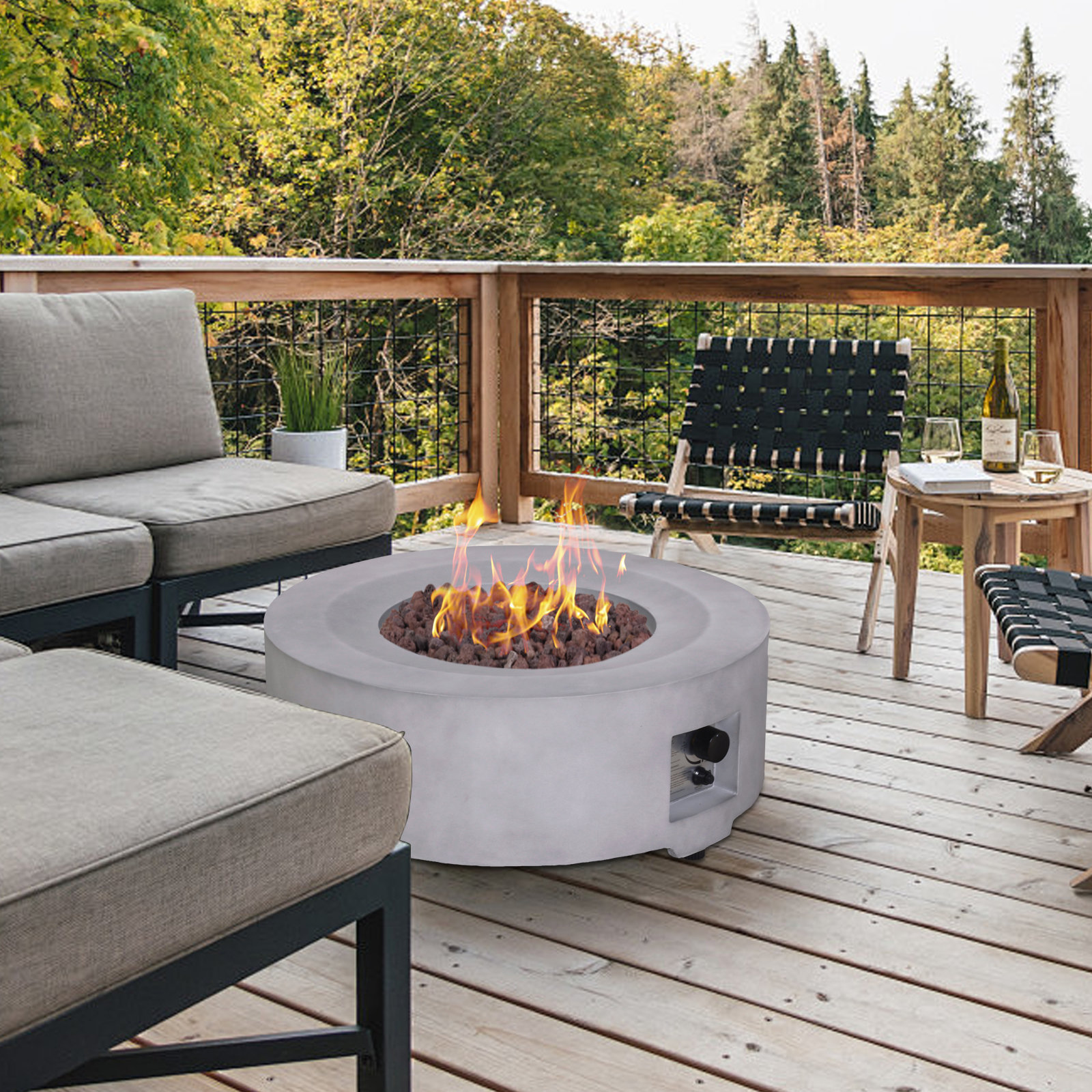 Brayden Studio Foyer d'extérieur au propane Bed Hoe 11 po x 30 po rond ...