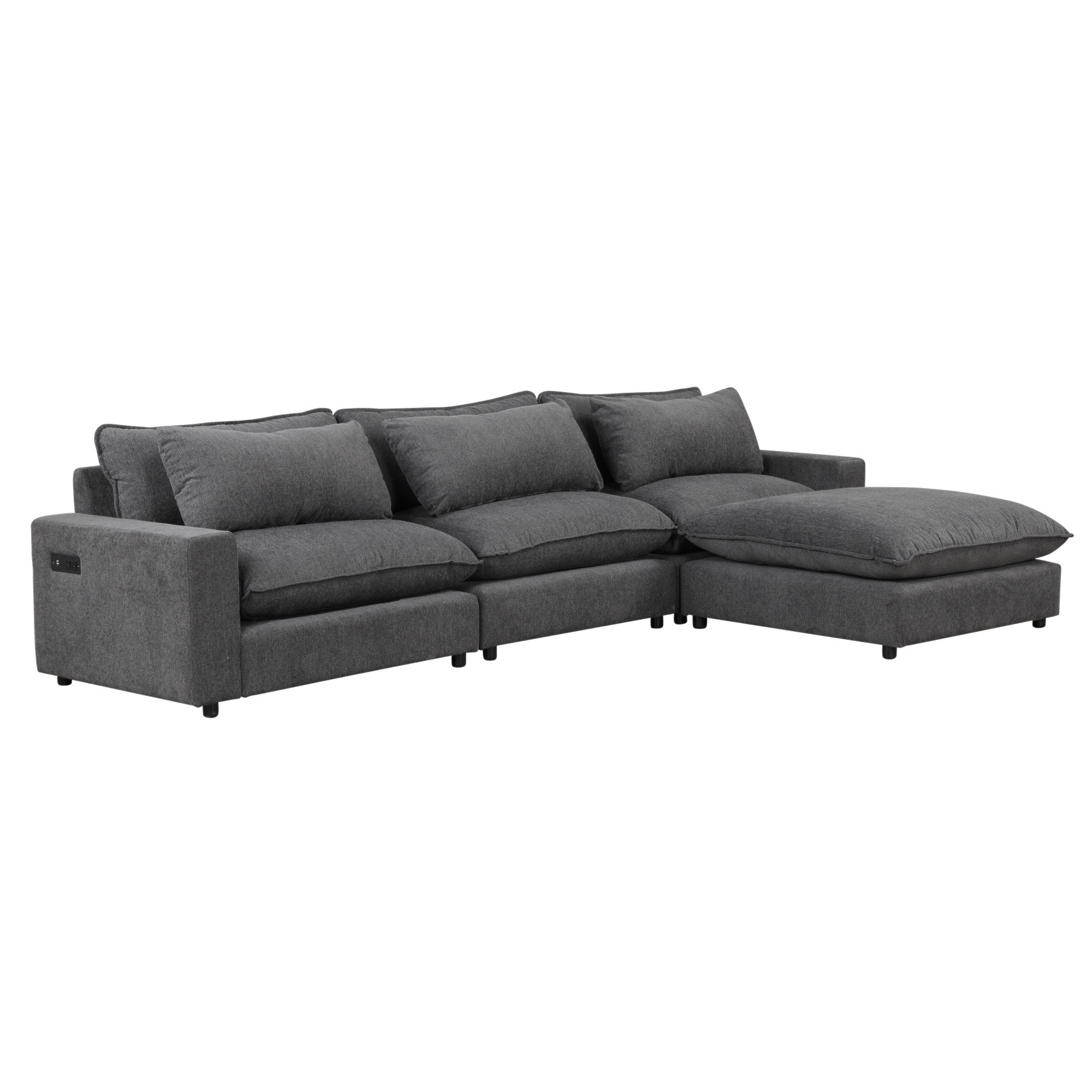 Latitude Run® 128" Sectional Sofa Cloud Sofa Chenille Upholstered Sofa ...