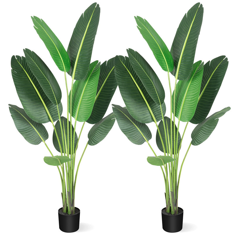 Primrue Faux Banana Leaf Plant in Pot | Wayfair