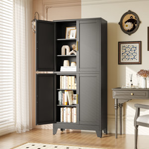 Winston Porter 74.8'' Tall Storage Cabinet With 4 Doors And Adjustable ...
