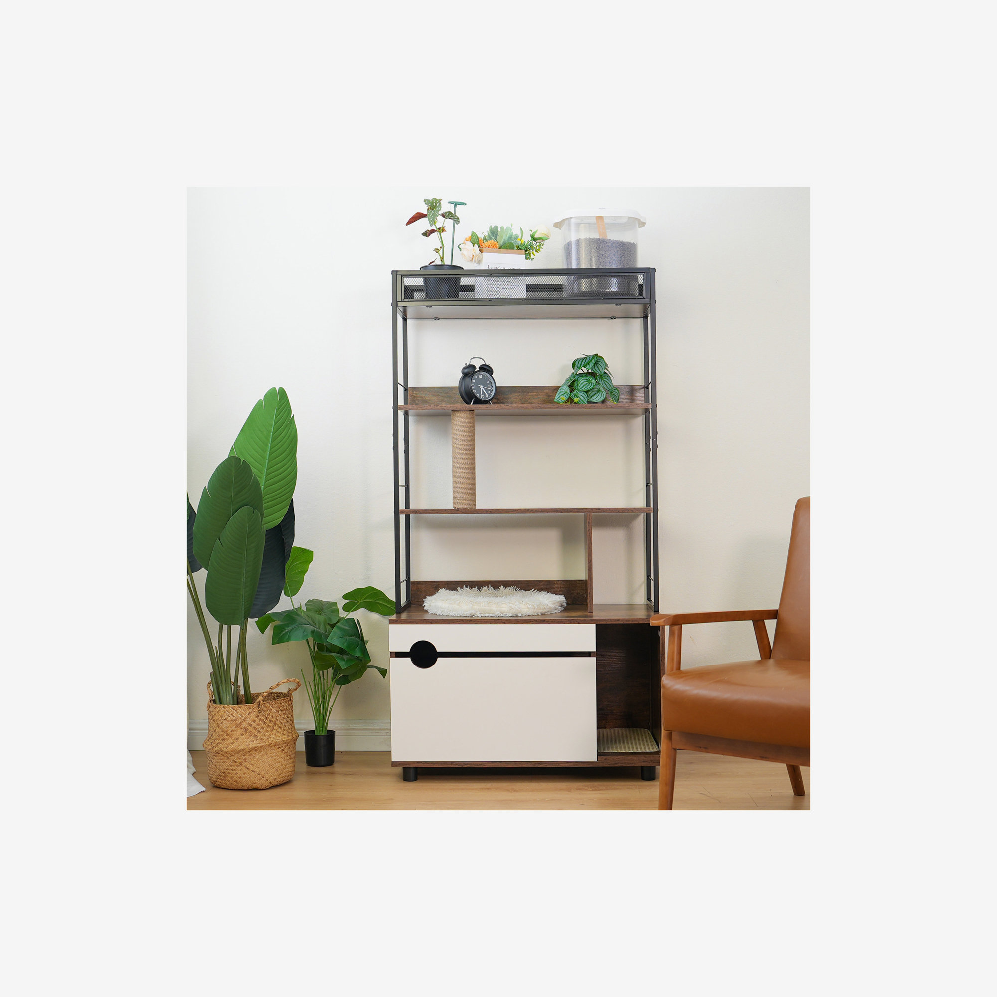 George Oliver Cat Litter Box Enclosure with Cat Tree Tower | Wayfair