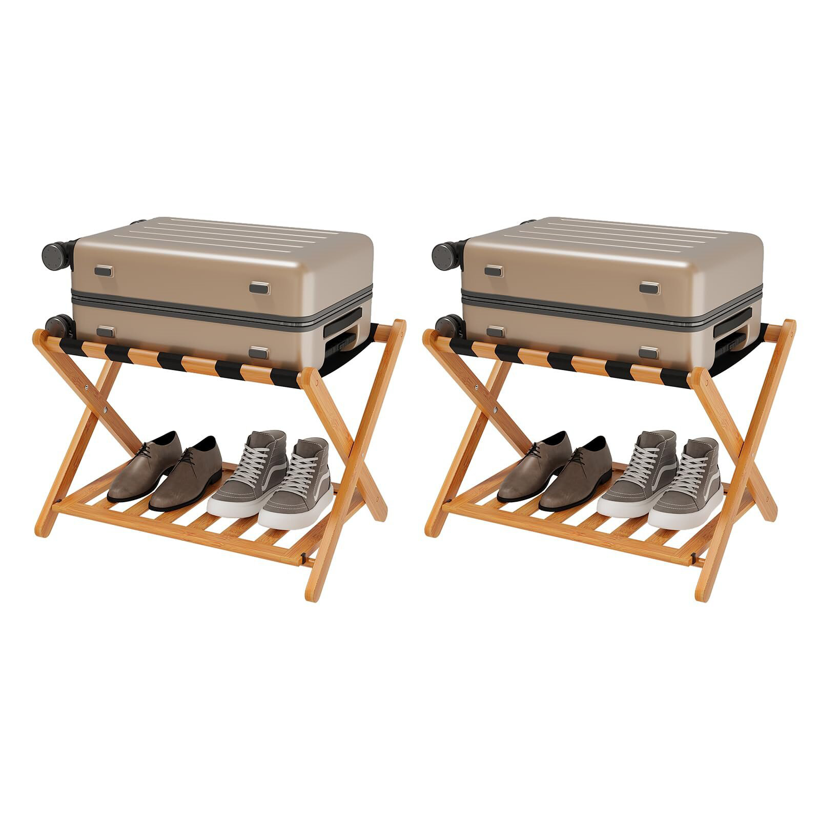 TWOTFUL Bamboo Luggage Racks Pack of 2 | Wayfair