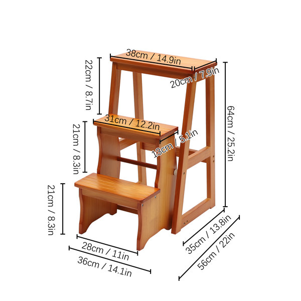 WFX Utility™ 3 - Step Wood Folding Step Stool | Wayfair