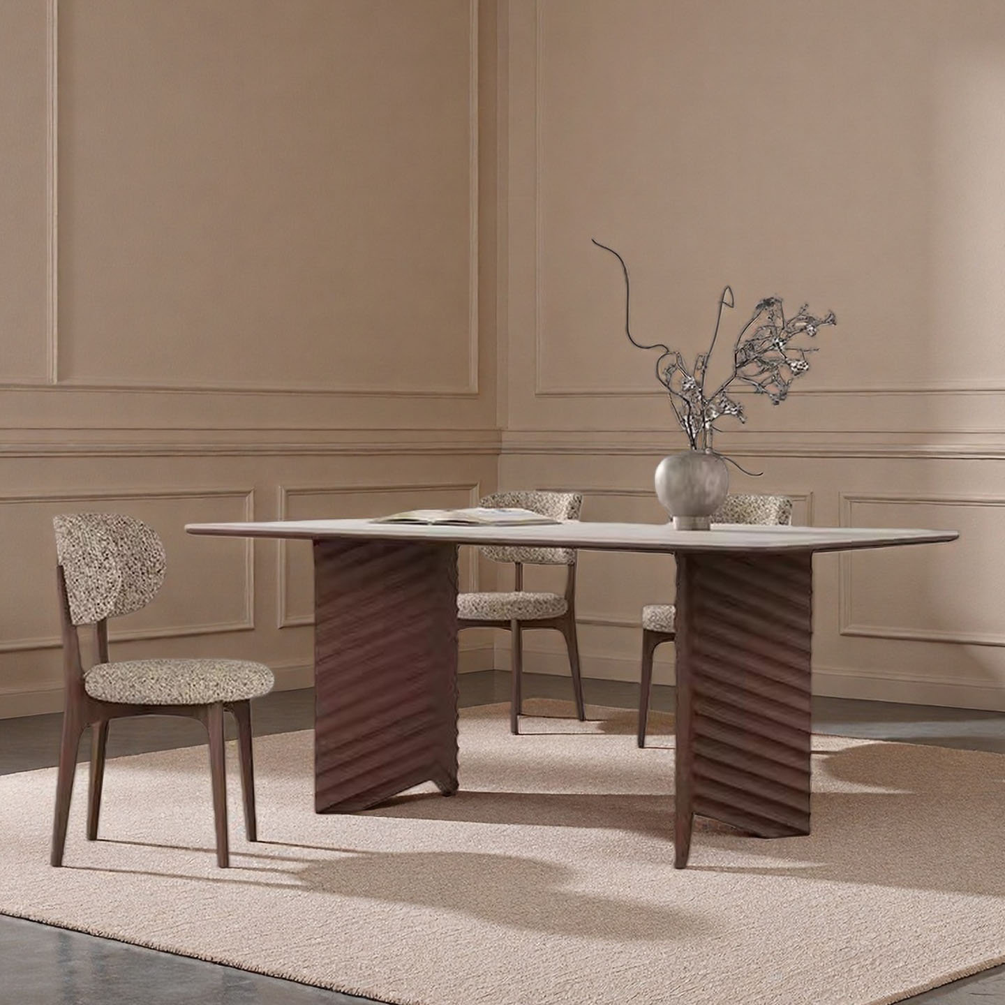 Corrigan Studio® Mid-Century Solid Wood & Slate Dining Table | Wayfair
