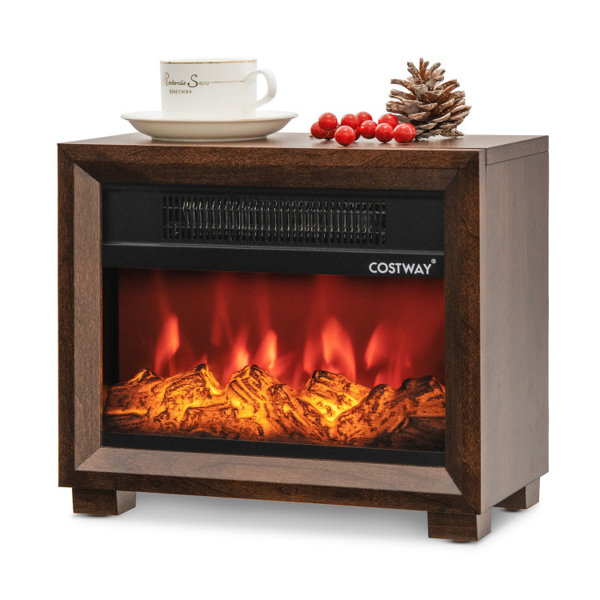Ebern Designs 13 in. Freestanding Electric Fireplace Mini Wooden Space ...