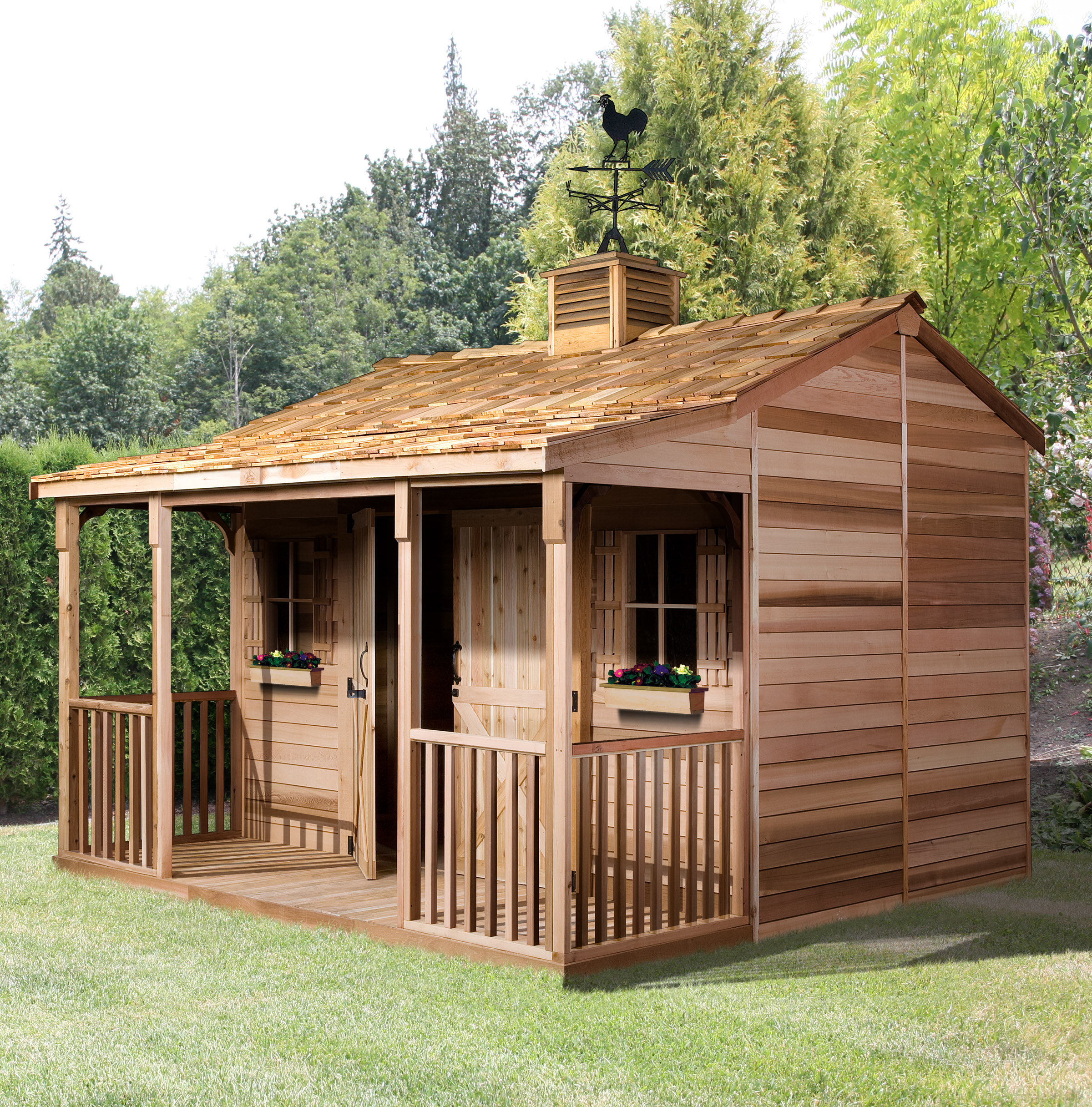 Cedarshed Ranchhouse 16 ft. W x 14 ft. D Western Red Cedar Wood Storage ...
