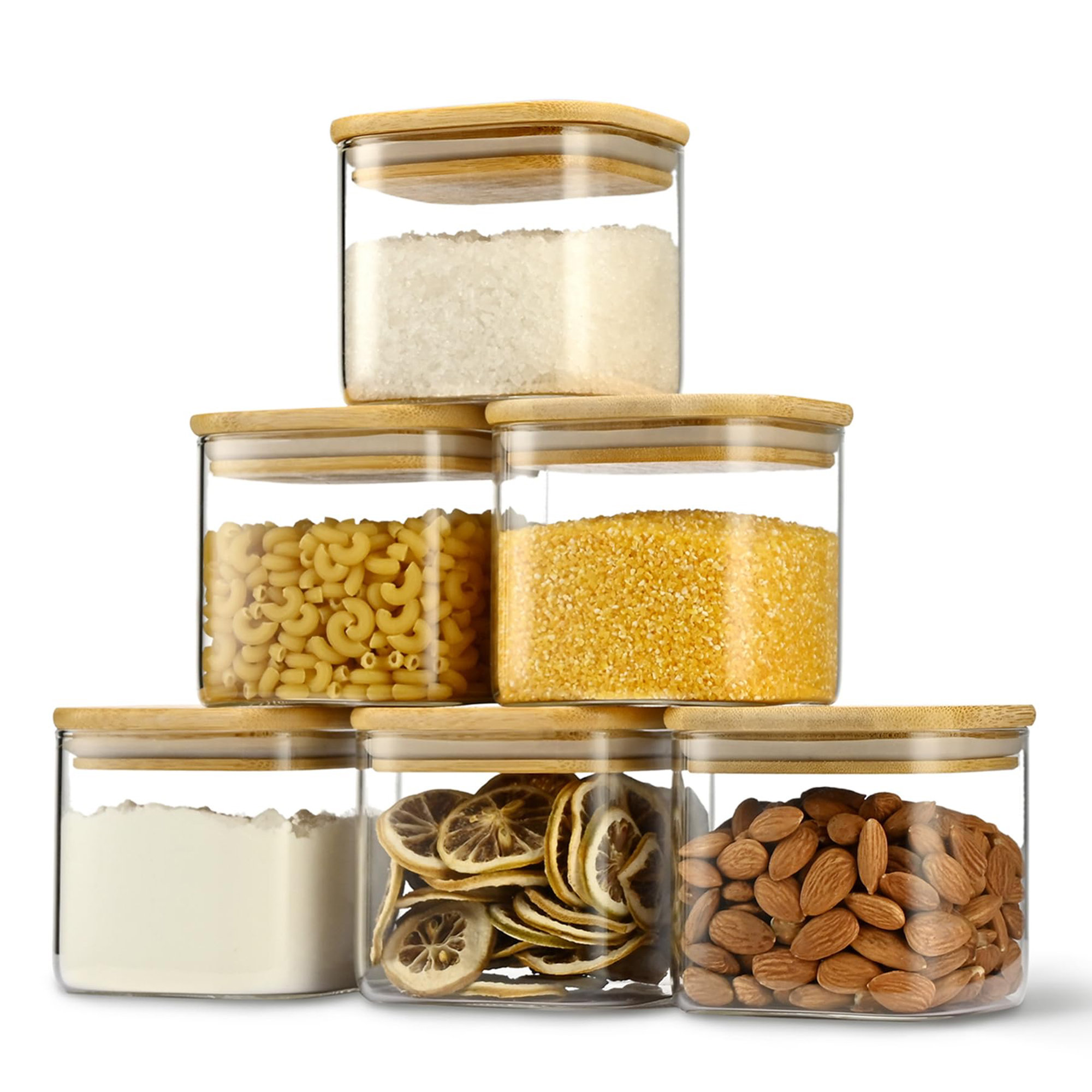 Latitude Run® 22 oz Airtight Square Spice Containers with Bamboo Lids ...