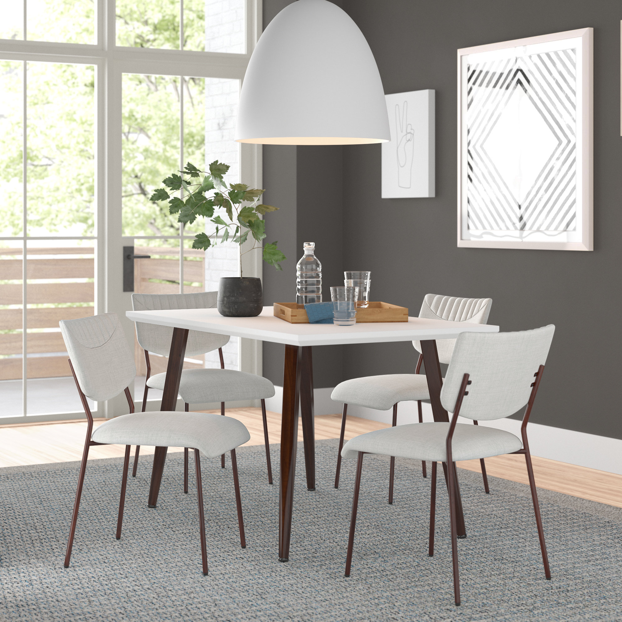 Zipcode Design™ Hamon 5 Pcs Dining Set With Rectangle Table And Chairs ...