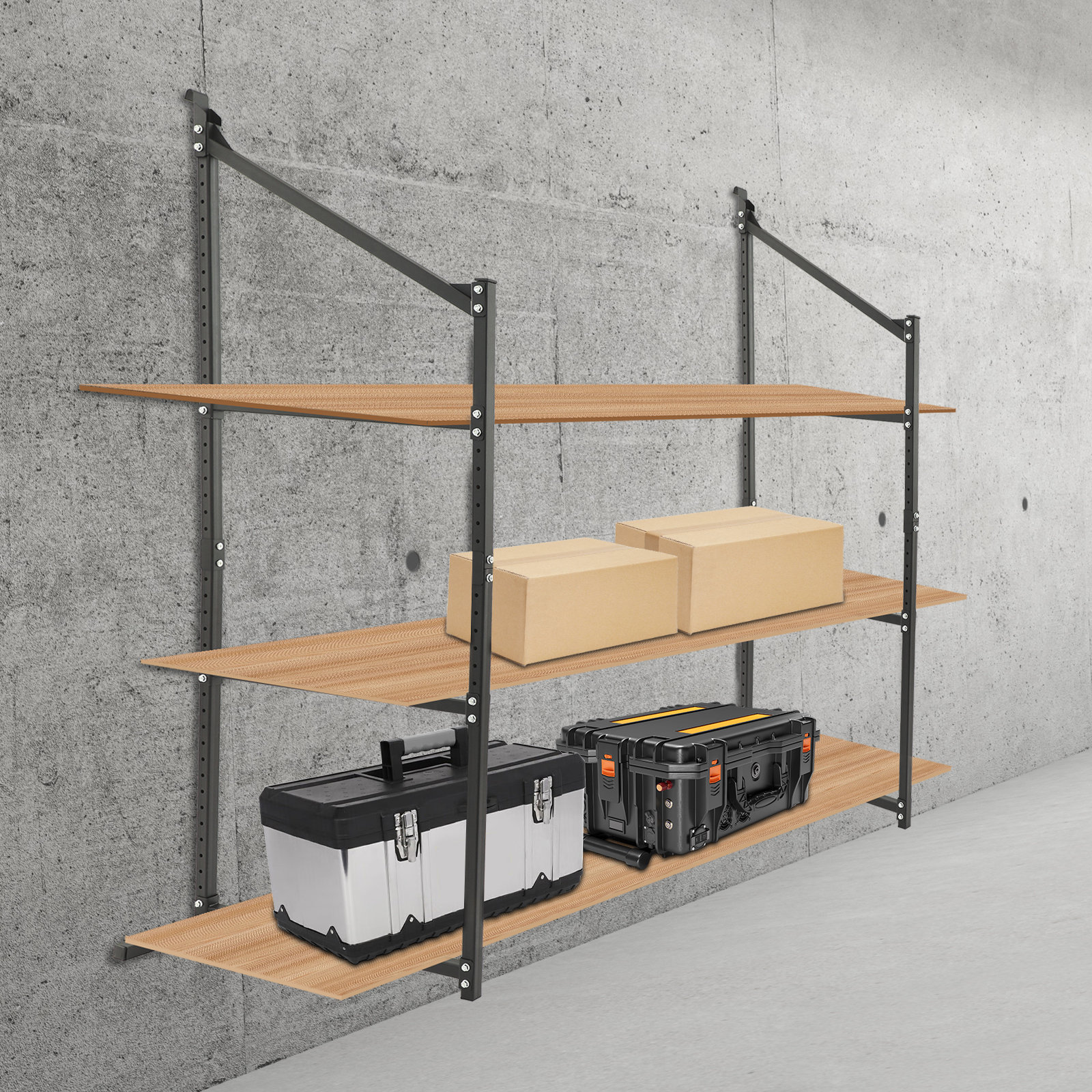 17 Stories 2Pack Container Shelving Bracket Set, 3-Tier Shelf Bracket ...