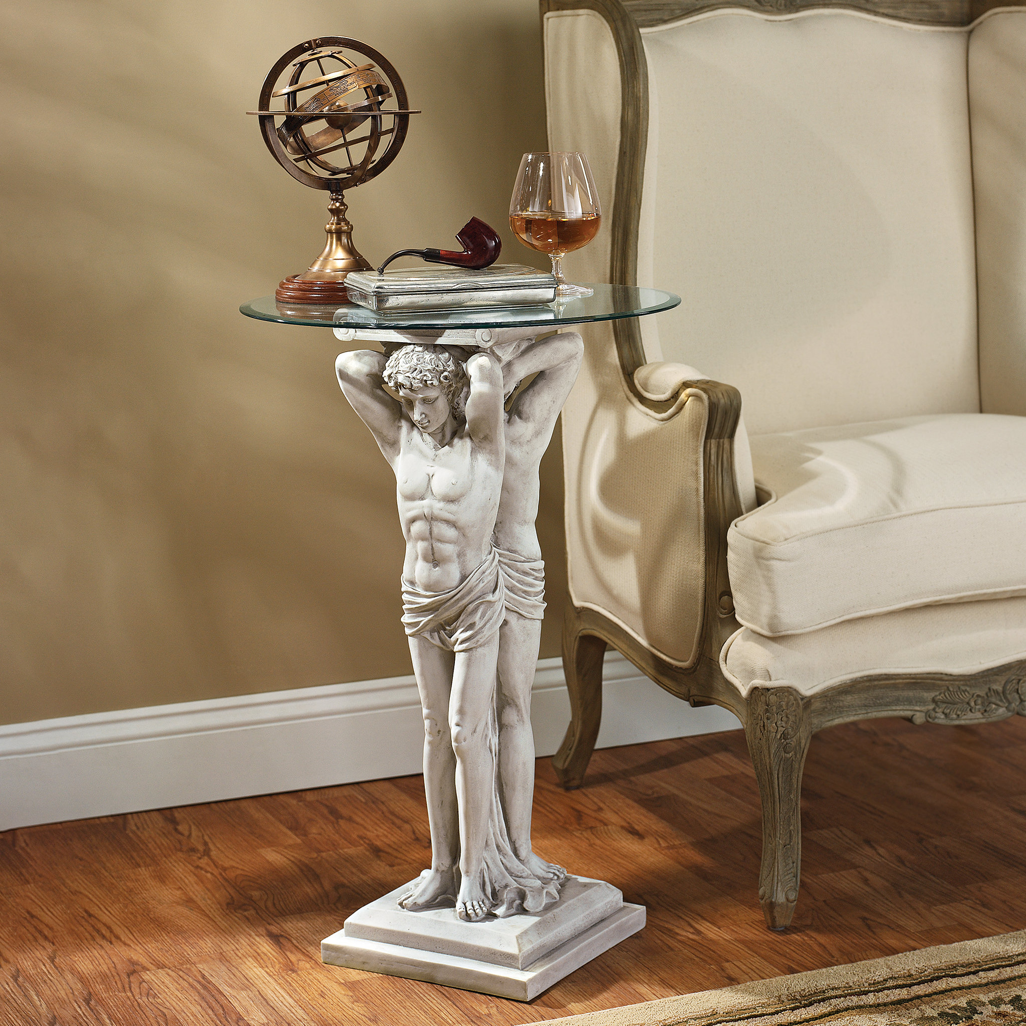 Design Toscano Hermitage Atlantes 29'' Tall Glass End Table & Reviews ...