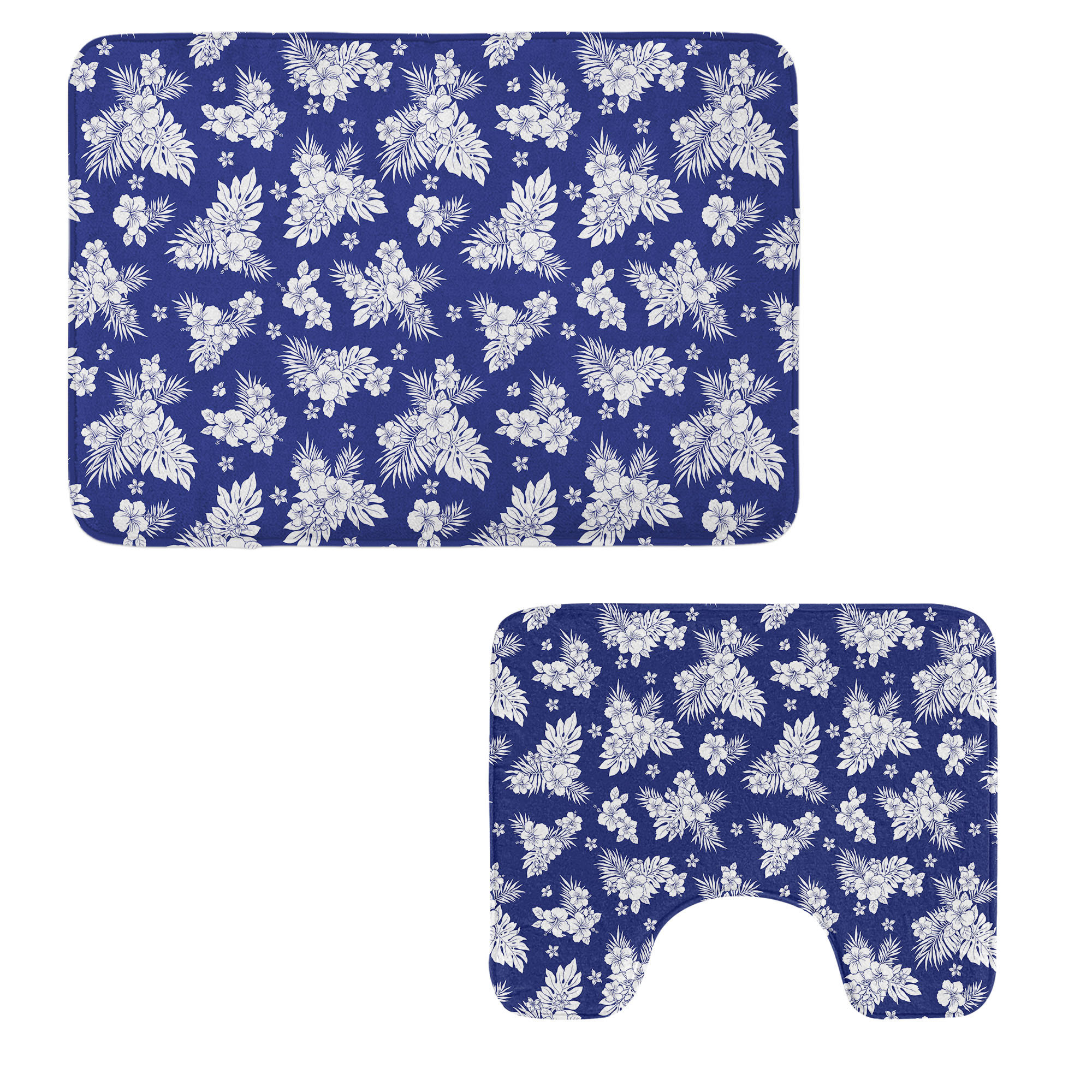Winston Porter Blue and White Bathroom Rug Set 2 Pieces Rectangle ...