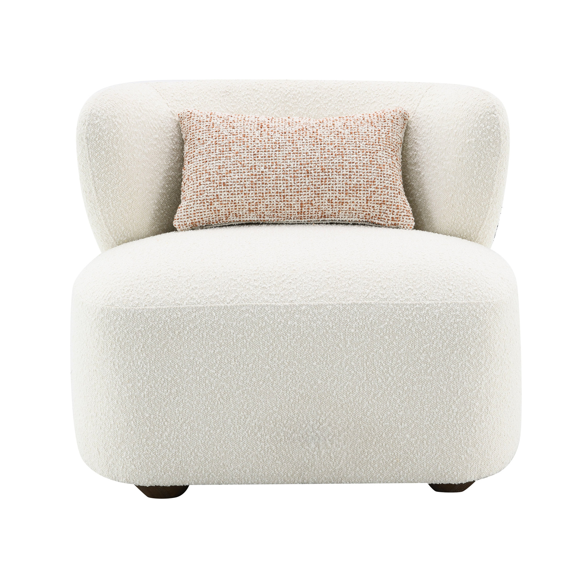 Everly Quinn Beige Boucle Chair With Curved Back - Seating Experience ...