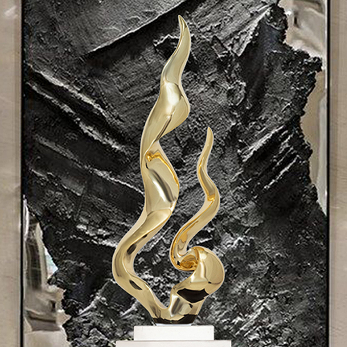 Orren Ellis Modern abstract resin sculpture with base handmade ...