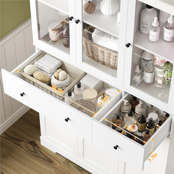 Lark Manor™ Freestanding Bathroom Storage Cabinet, Linen Cabinet With ...