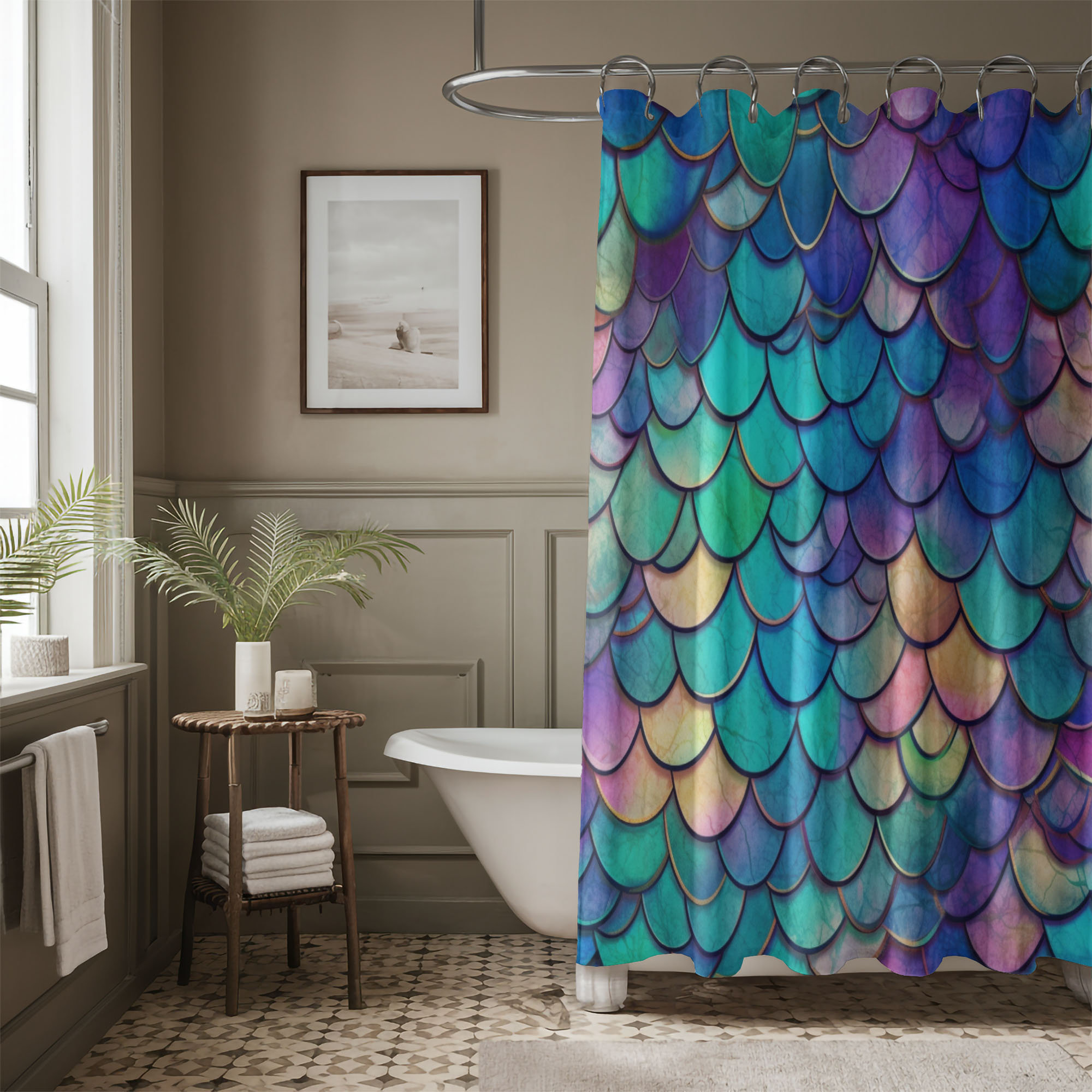 East Urban Home Prismatic Scales - 1 Piece Standard Shower Curtain ...