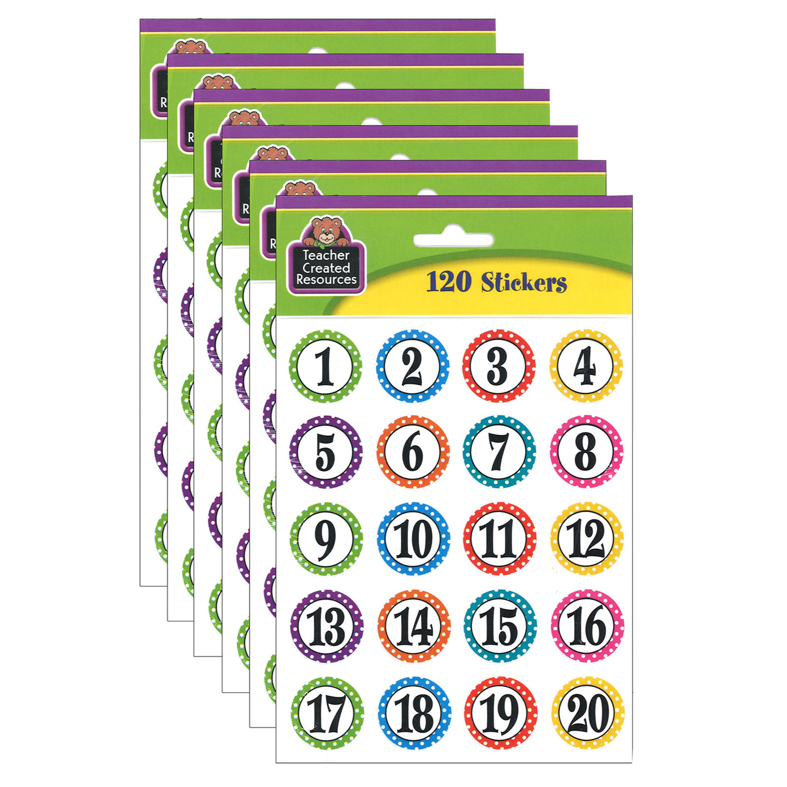Teacher Created Resources Polka Dot Numbers 720 Piece Stickers Set ...