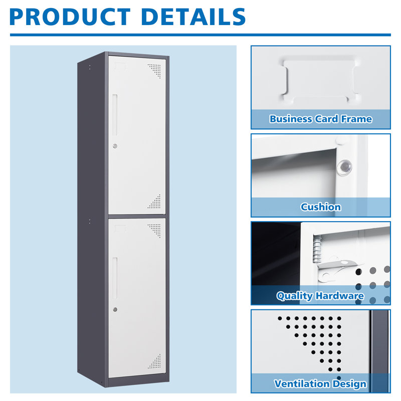 Steelcube Metal 2 - Tier 15'' Gym & Locker Room Locker with Built In ...