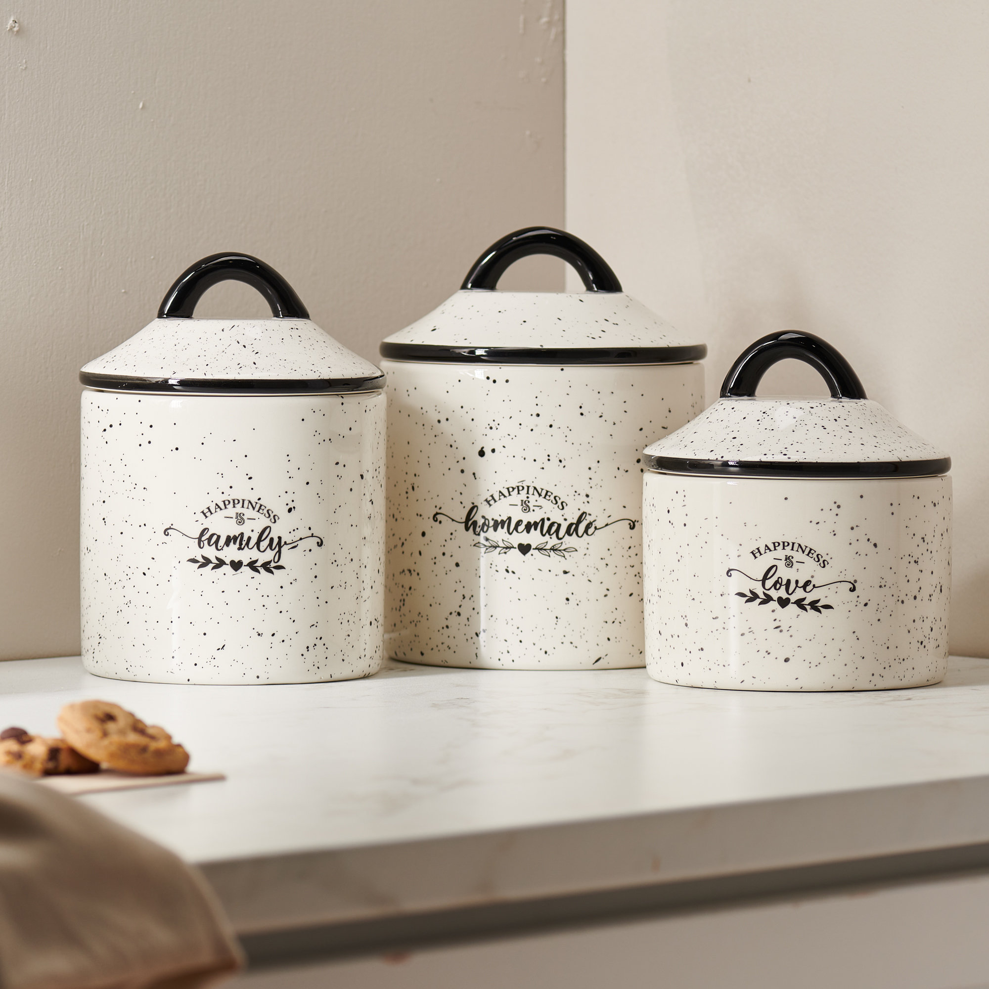 Gracie Oaks Home Made Happiness 3 Piece Kitchen Canister Set & Reviews ...