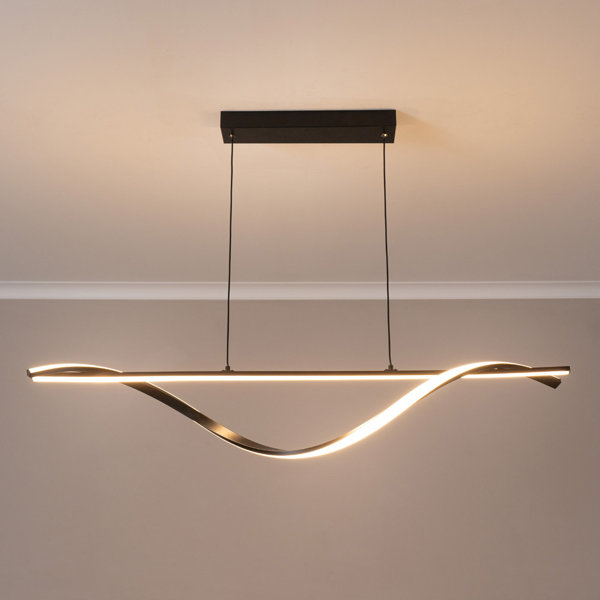 Metro Lane Decklen Matte Black Twist Drop Bar LED Ceiling Pendant Light ...