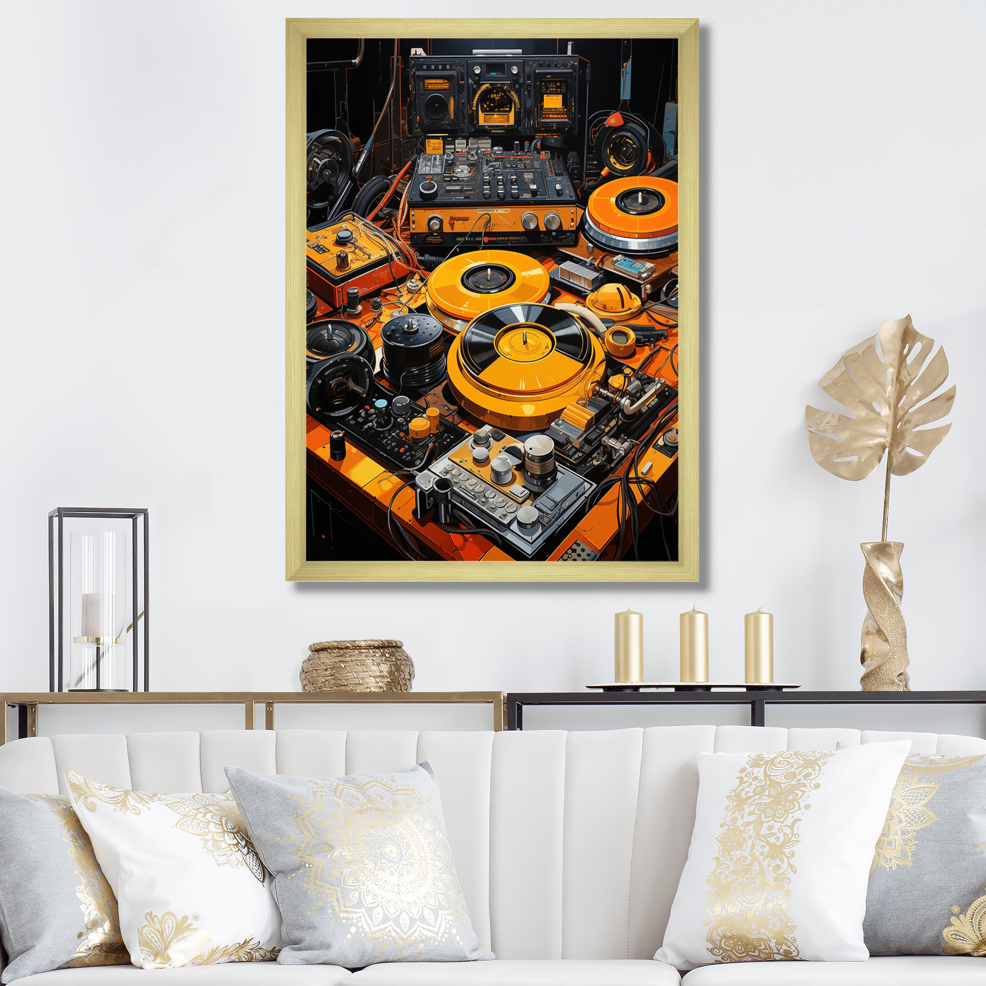 17 Stories Yellow Turntables Boom Boxes III Framed On Canvas Print ...