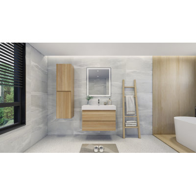 Latitude Run® Carneshia 35" Wall-Mounted Single Bathroom Vanity Set ...