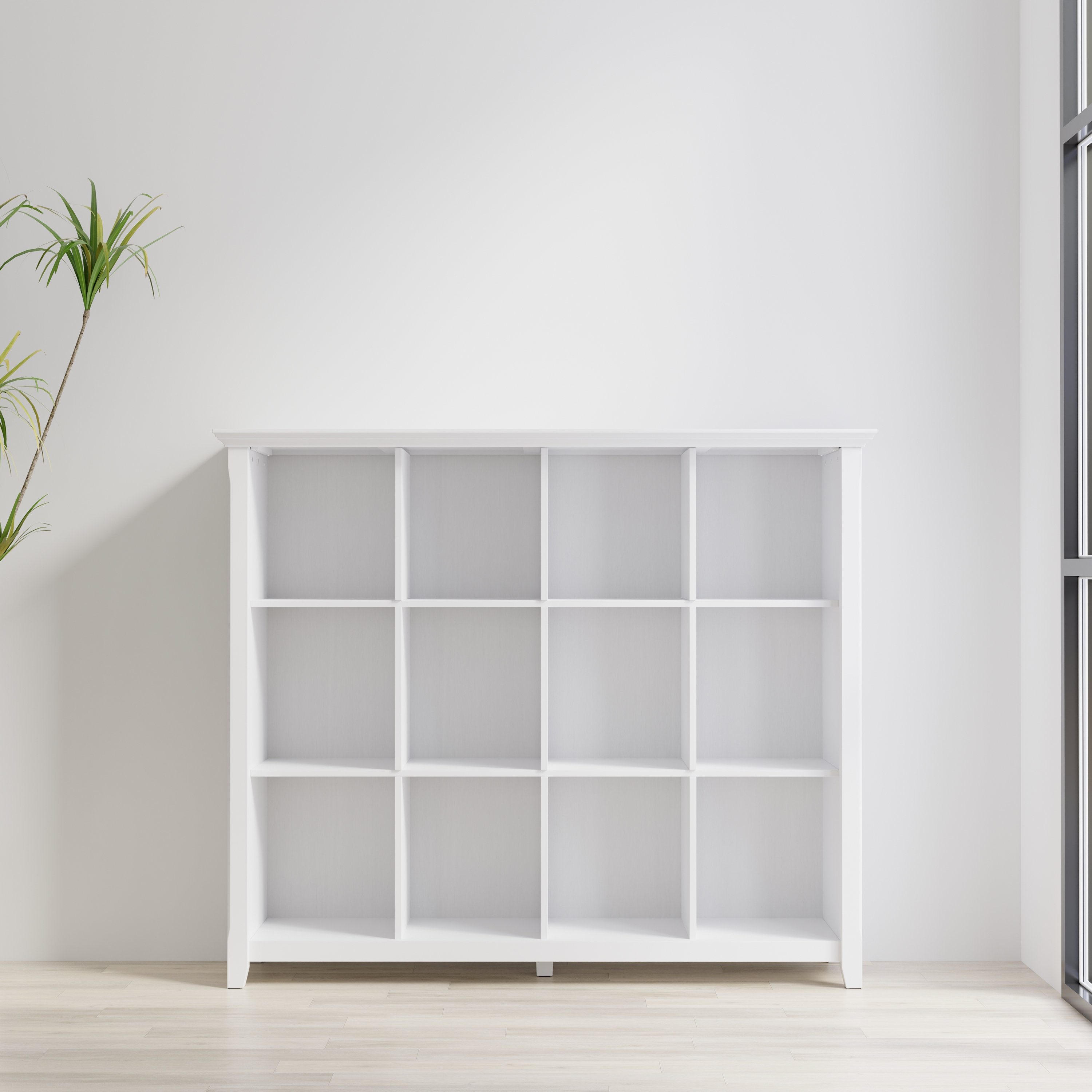 Simpli Home Acadian 48"H Solid Wood Transitional 12-Cube Bookcase with ...