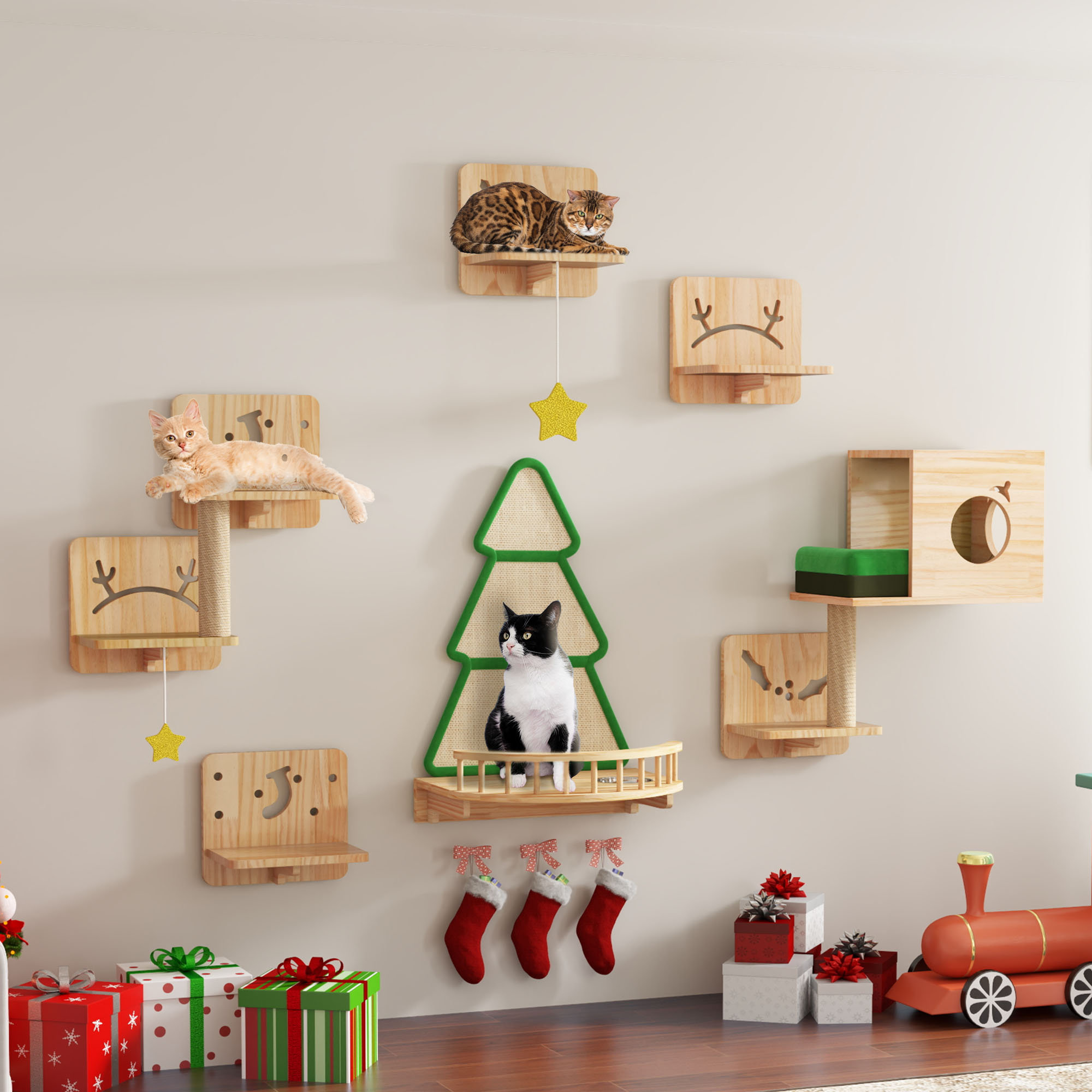 Tucker Murphy Pet™ Wall-Mounted Cat Playground with House | Wayfair