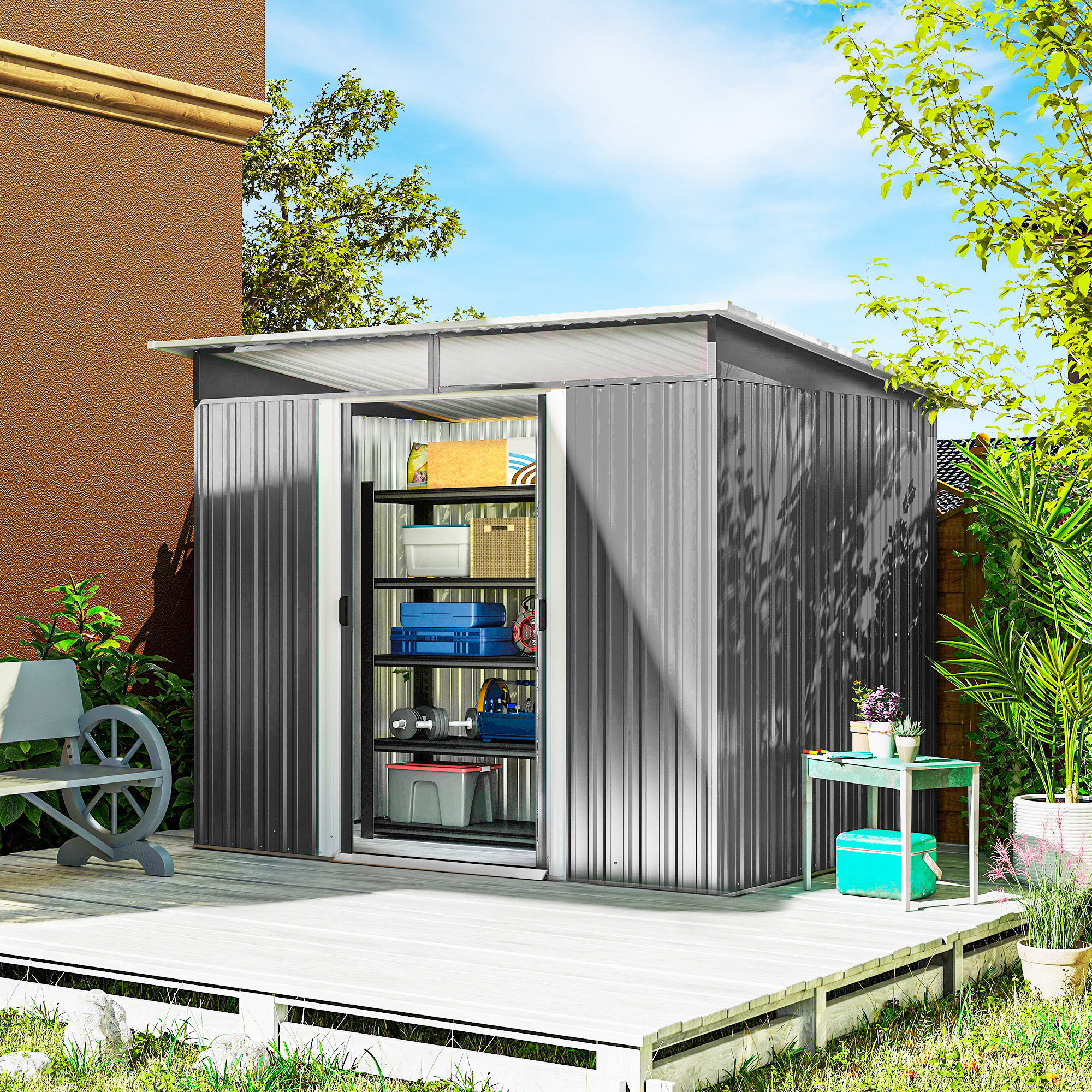 Dakota Fields Artavious 8.5 ft. W x 6 ft. D Metal Flat Tool Shed ...