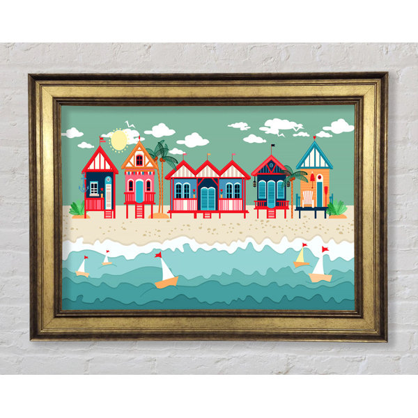 Bright Star Beach Huts And Sailboats - Single Picture Frame Print ...