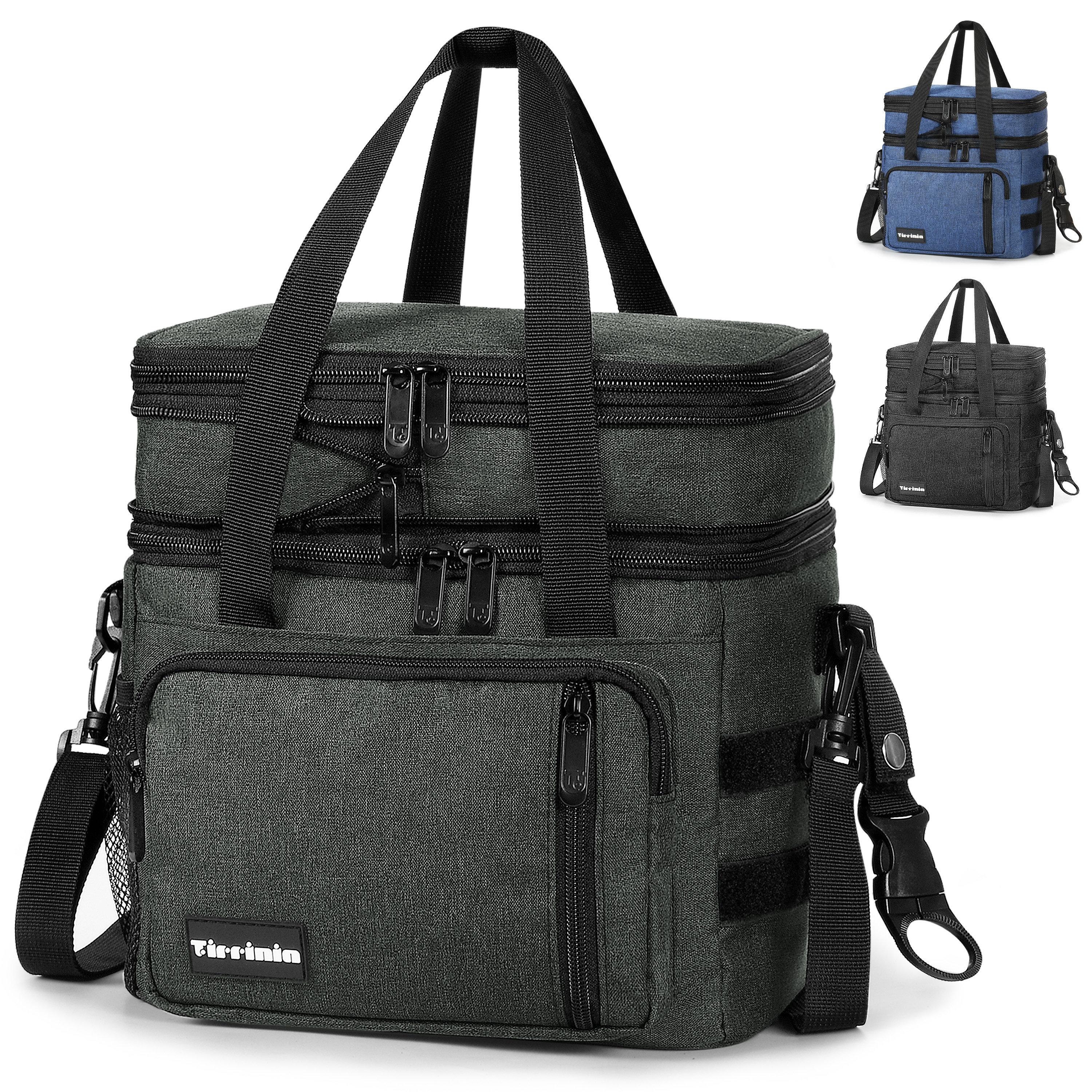 Tirrinia Large Lunch Cooler Bag, Insulated Double Deck Leakproof Lunch ...