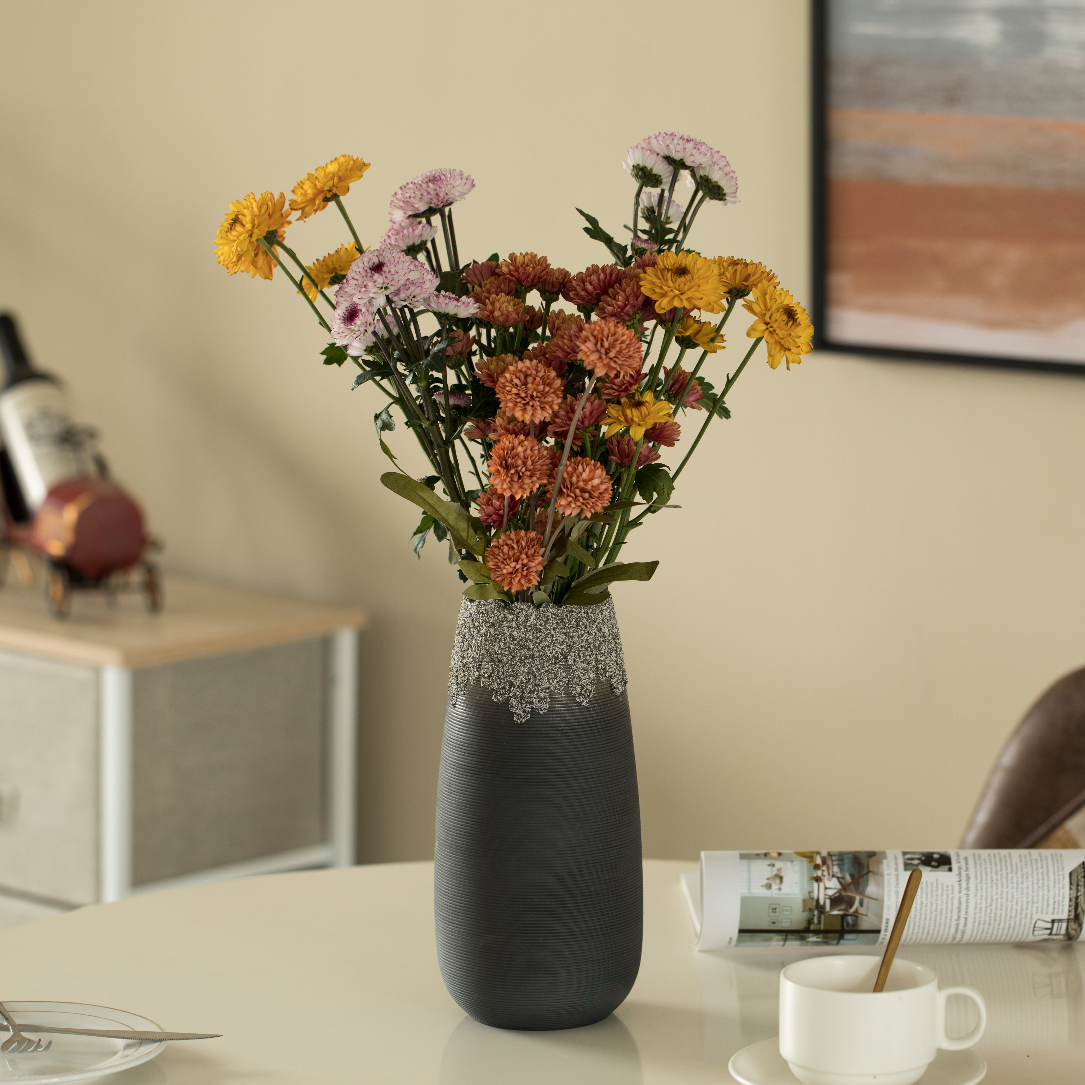 Red Barrel Studio Contemporary Black Table Vase With Dripping Crystal ...