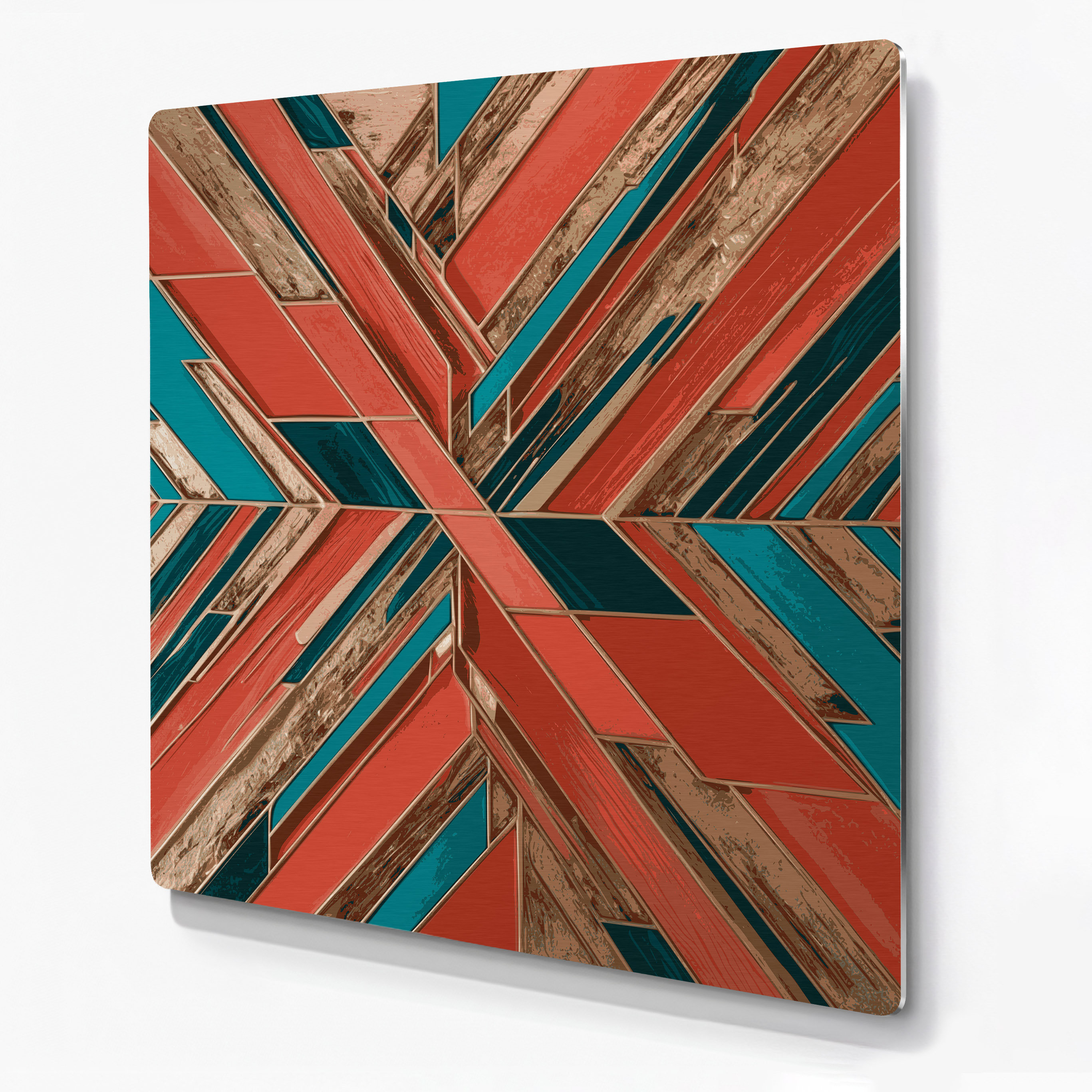 Orren Ellis Geometric Abstraction 55 Brown Metal Wall Art | Wayfair