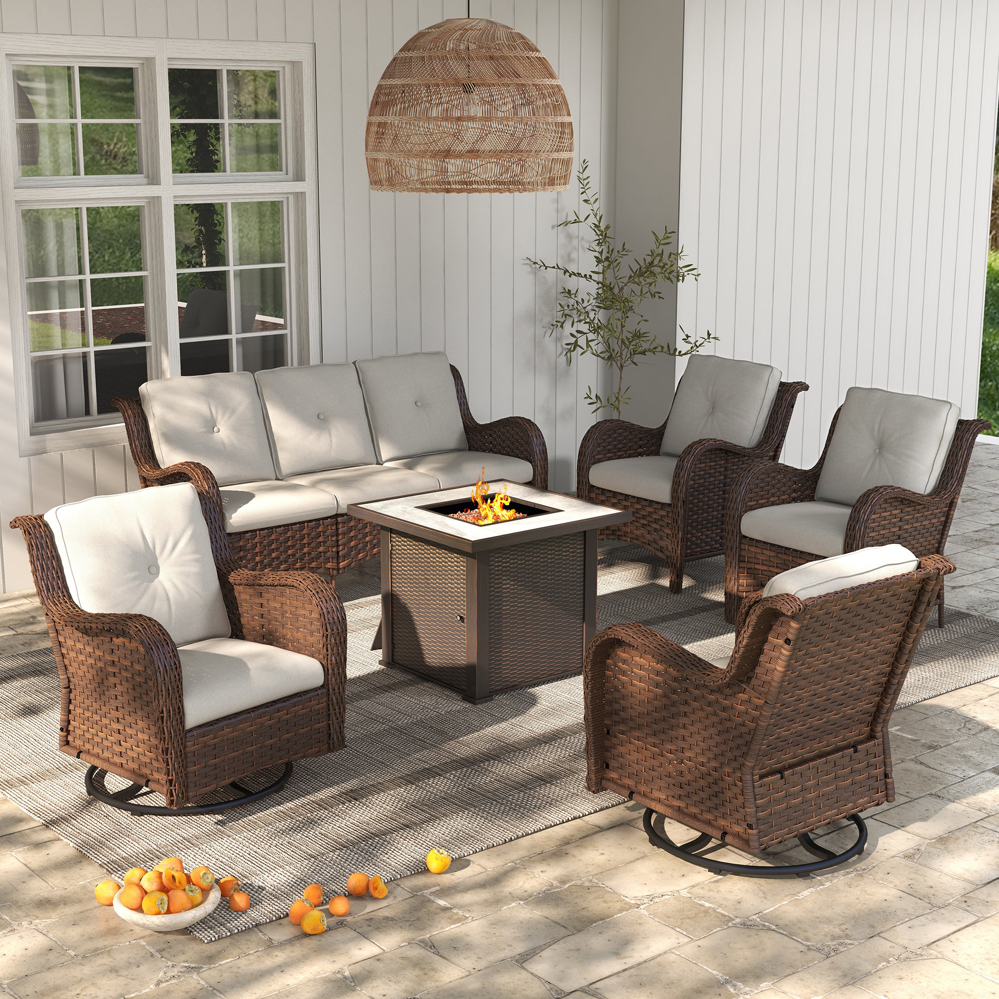 Lark Manor Arde 7 - Person Outdoor Seating Group with Cushions ...