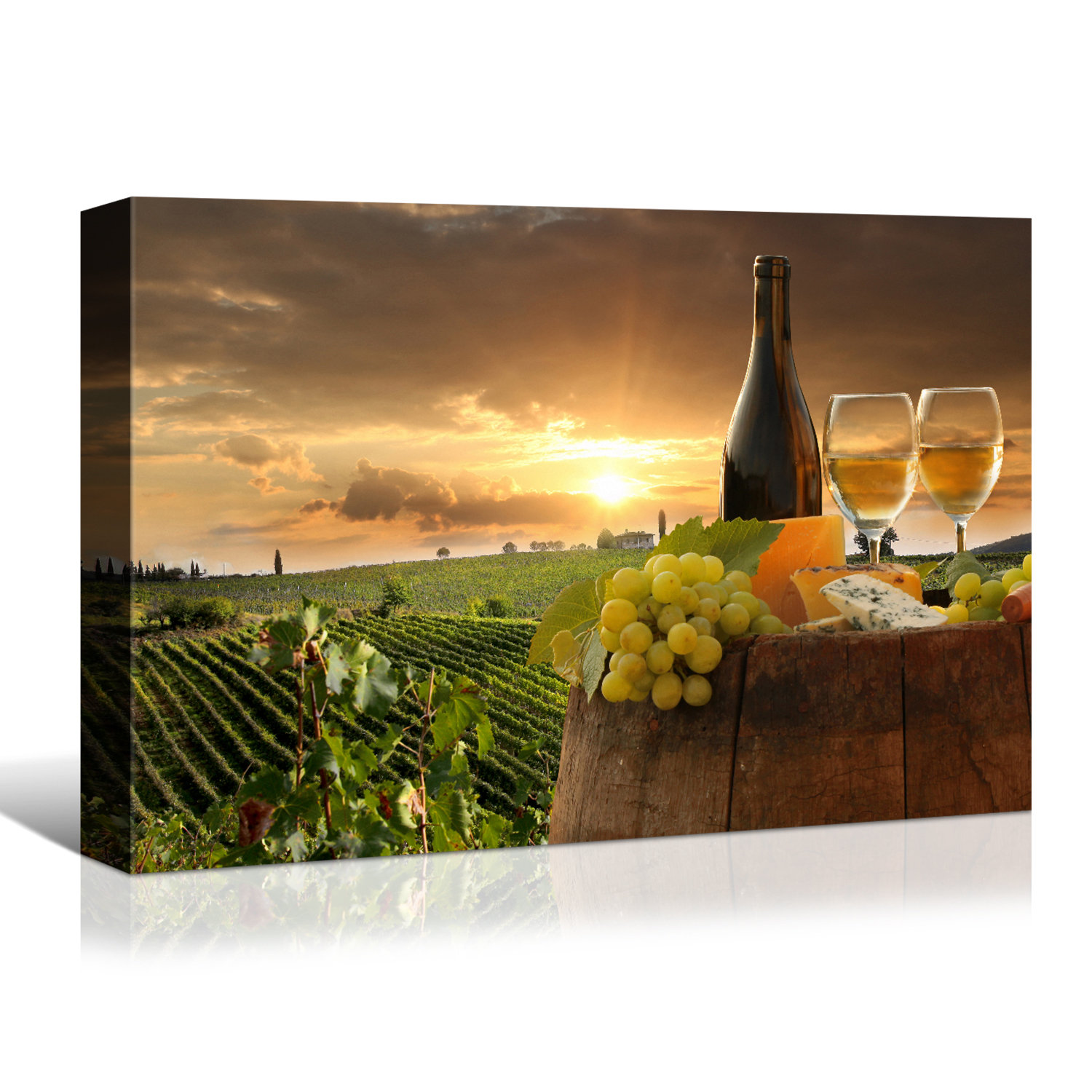 Winston Porter Hime " Framed Canvas Still Life Wine & Grapes Field Wall ...
