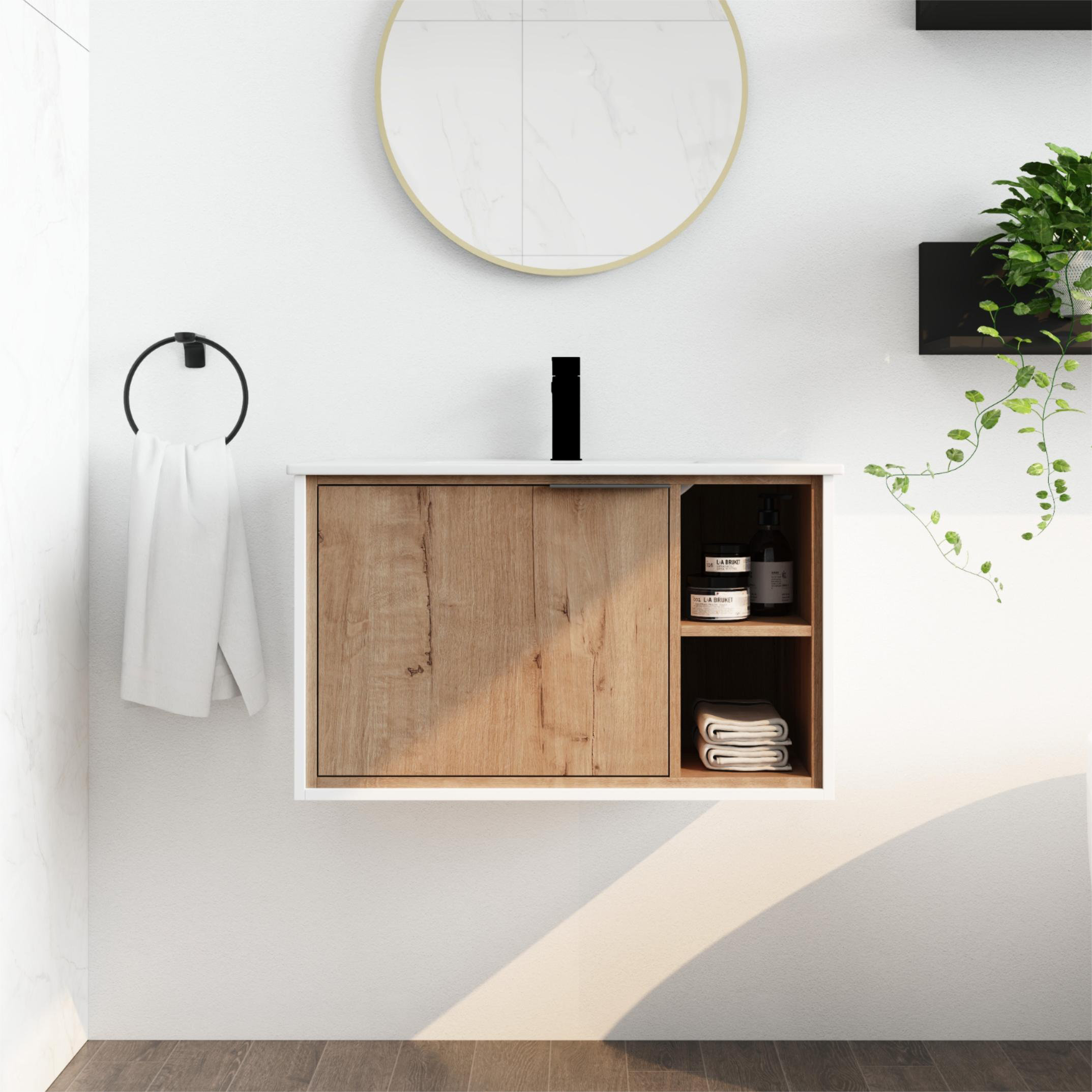 Ebern Designs Alen 30" Wall-Mounted Single Bathroom Vanity Set | Wayfair