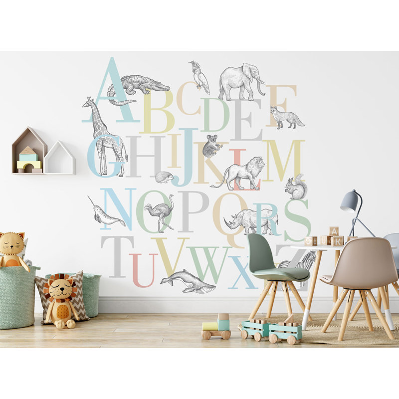 wallpaew Colorful Alphabet Wallpaper Kids Room Wall Decor | Wayfair