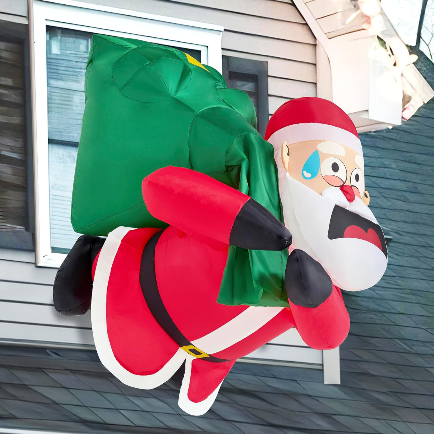 The Holiday Aisle® 3.5 FT Christmas Inflatable Santa With Gift Bag ...