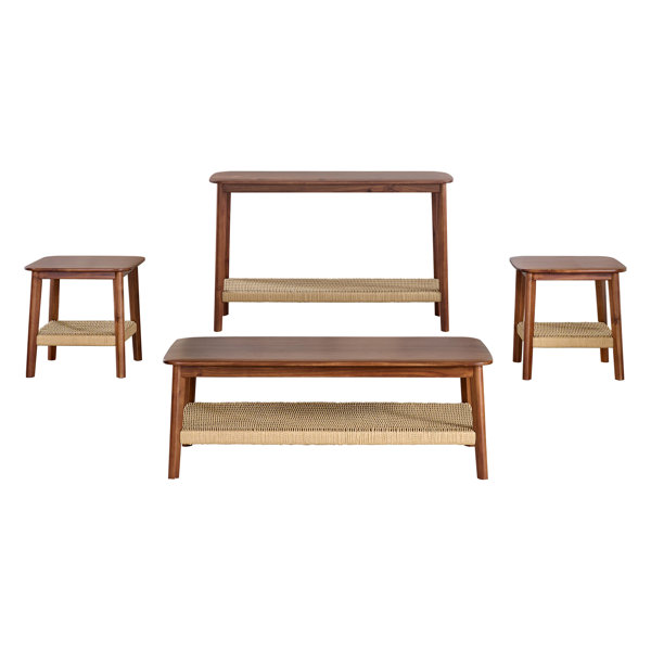 Alaterre 4-Piece Calais Acacia Wood Living Room Set (Warm Chestnut ...