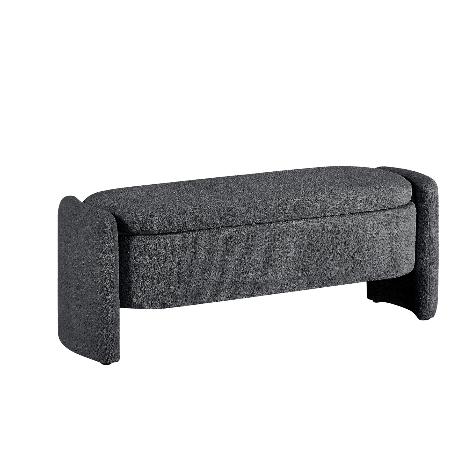 Latitude Run® Ottoman Oval Storage Bench 3D Lamb Fleece Fabric Bench ...